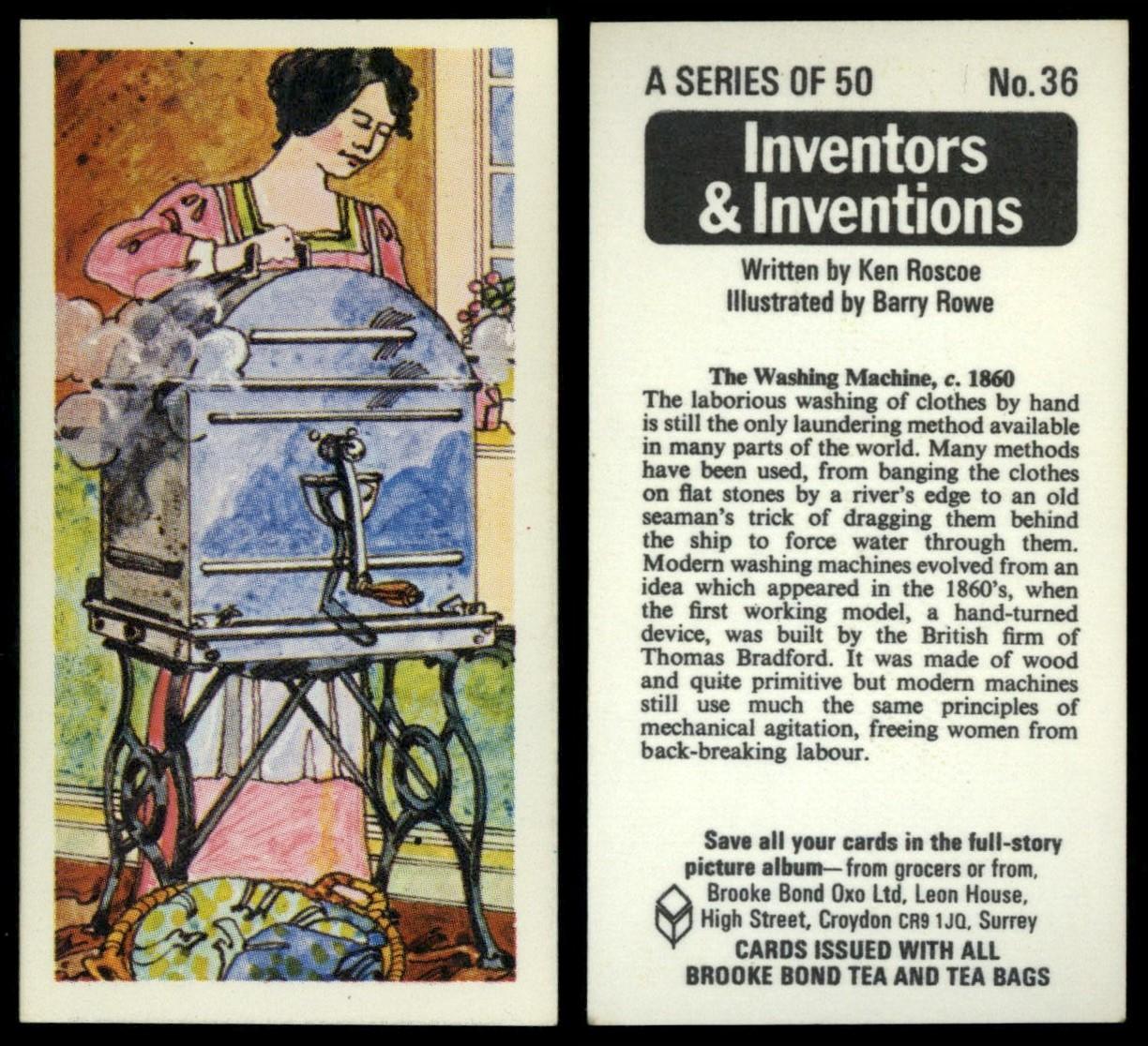 The Washing Machine C 1860 #36 Inventors & Inventions 1975 Brooke Bond ...