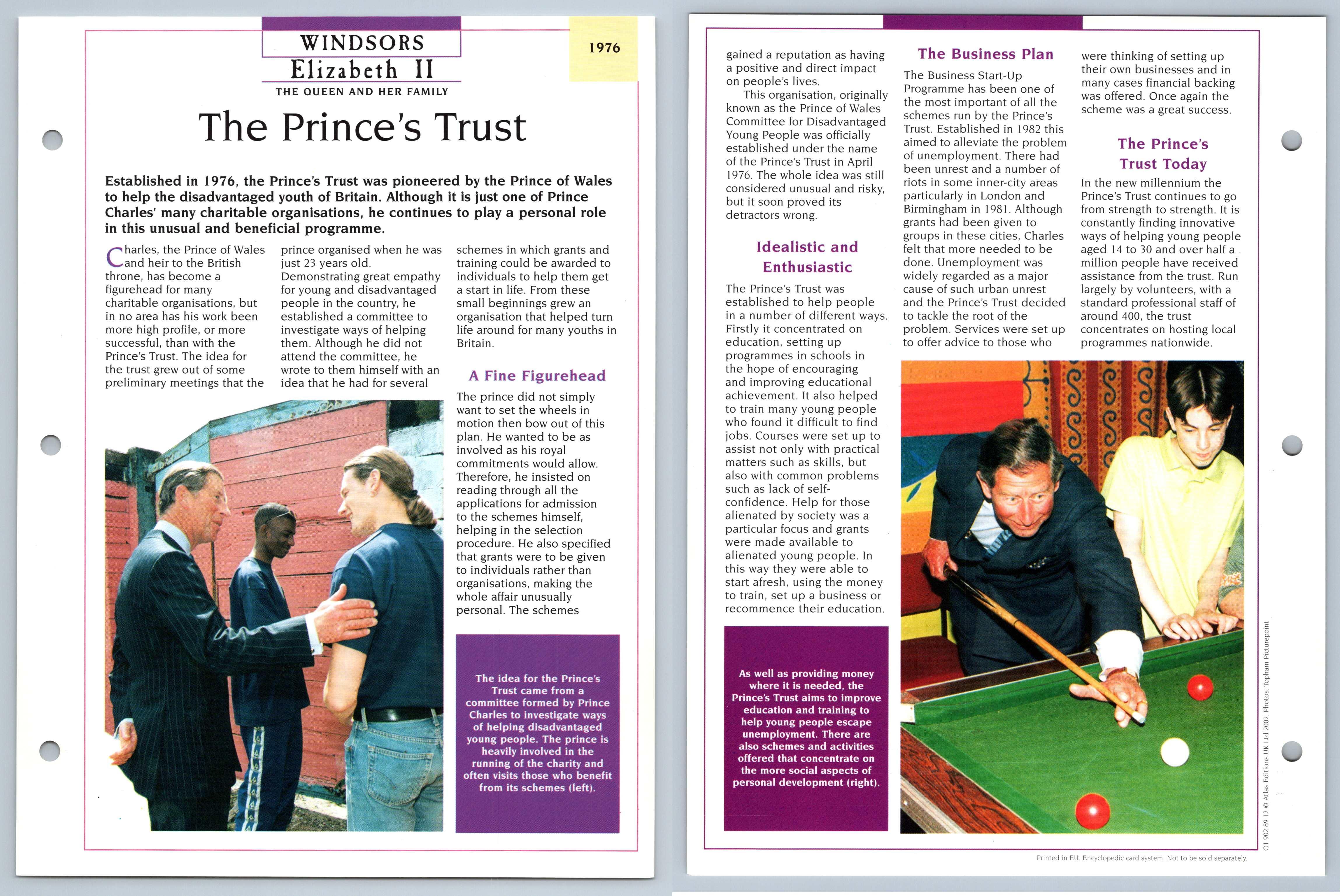 The Prince's Trust - 1976 Windsors Atlas Kings & Queens Of GB Maxi Card