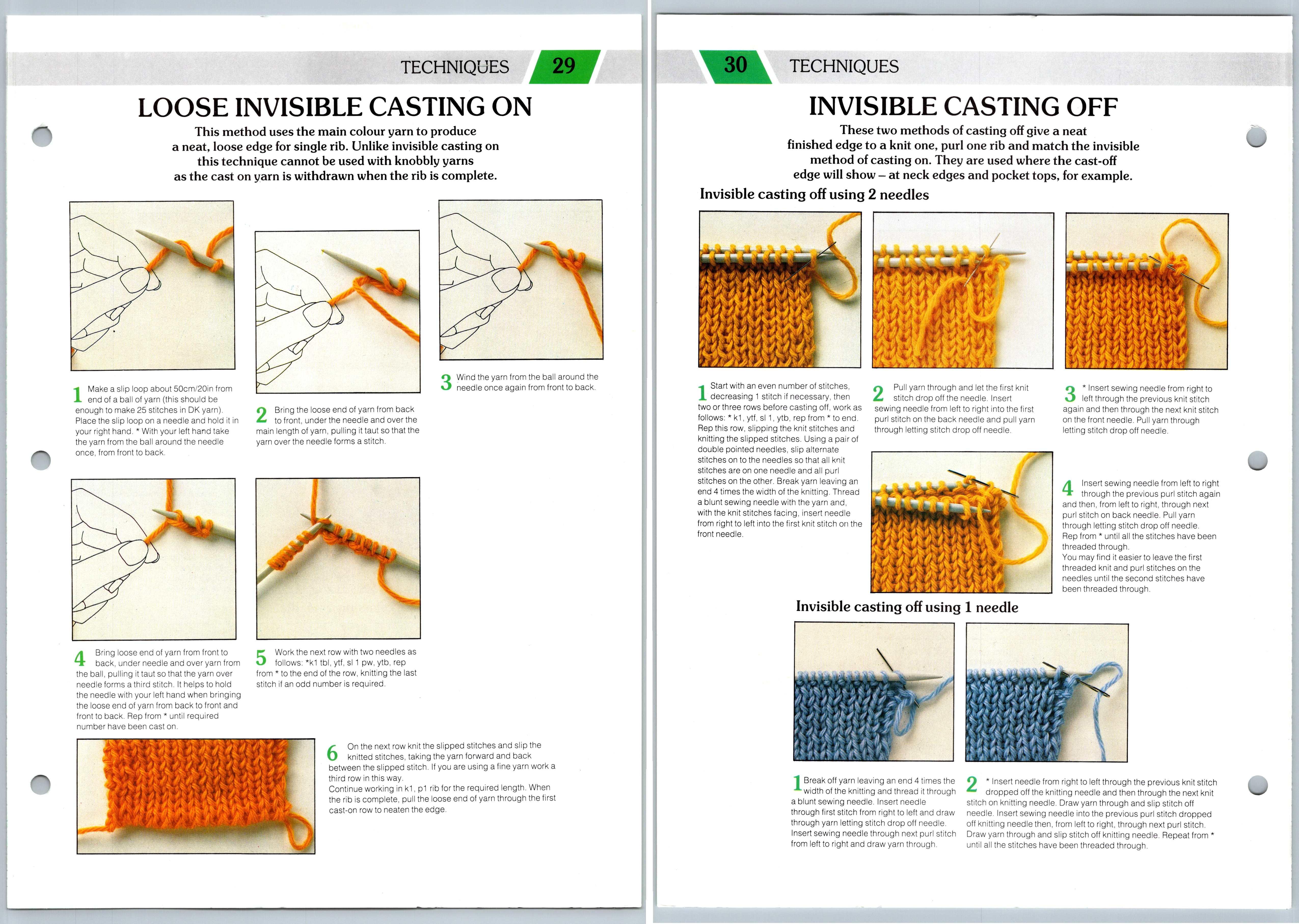 Loose Invisible Casting On #29 & #30 Techniques Creative Knitting Pattern