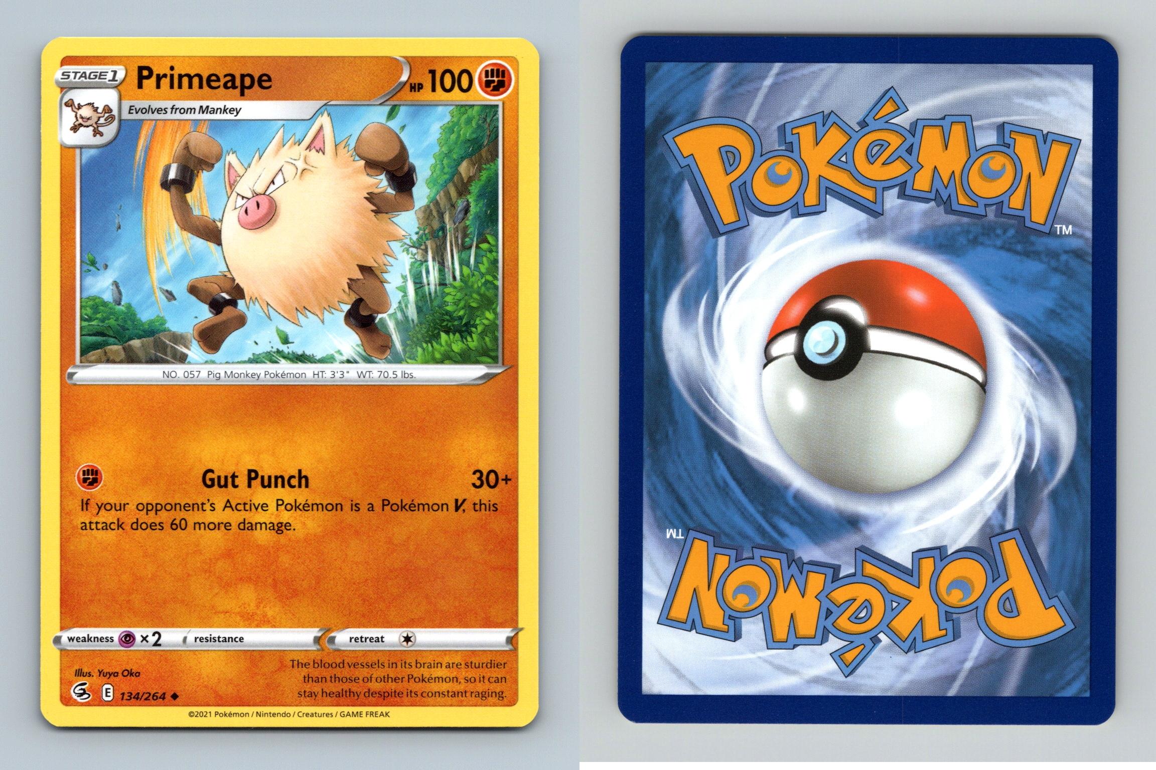 Primeape #134/264 SWSH Fusion Strike Uncommon Pokemon 2021 TCG Card