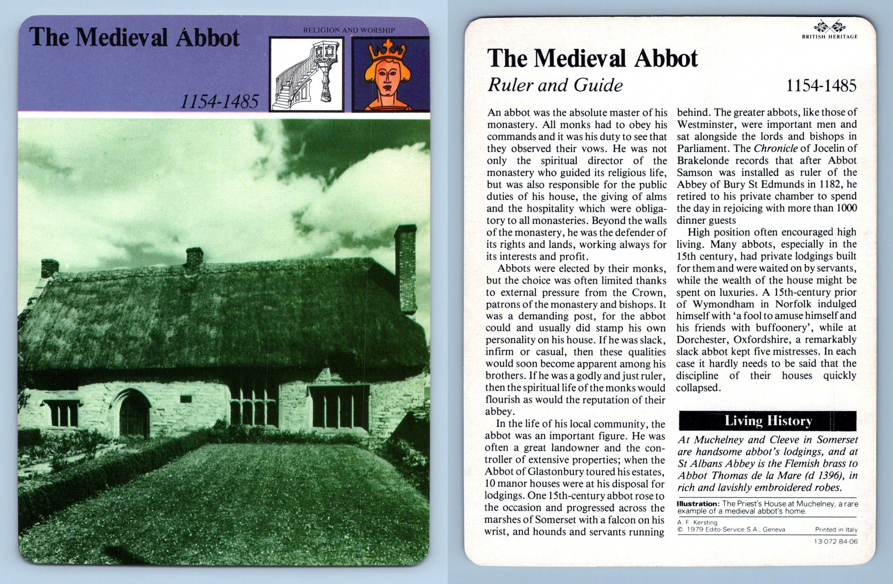 Medieval Abbot - Religion - British Heritage Edito-Service SA 1979 Card