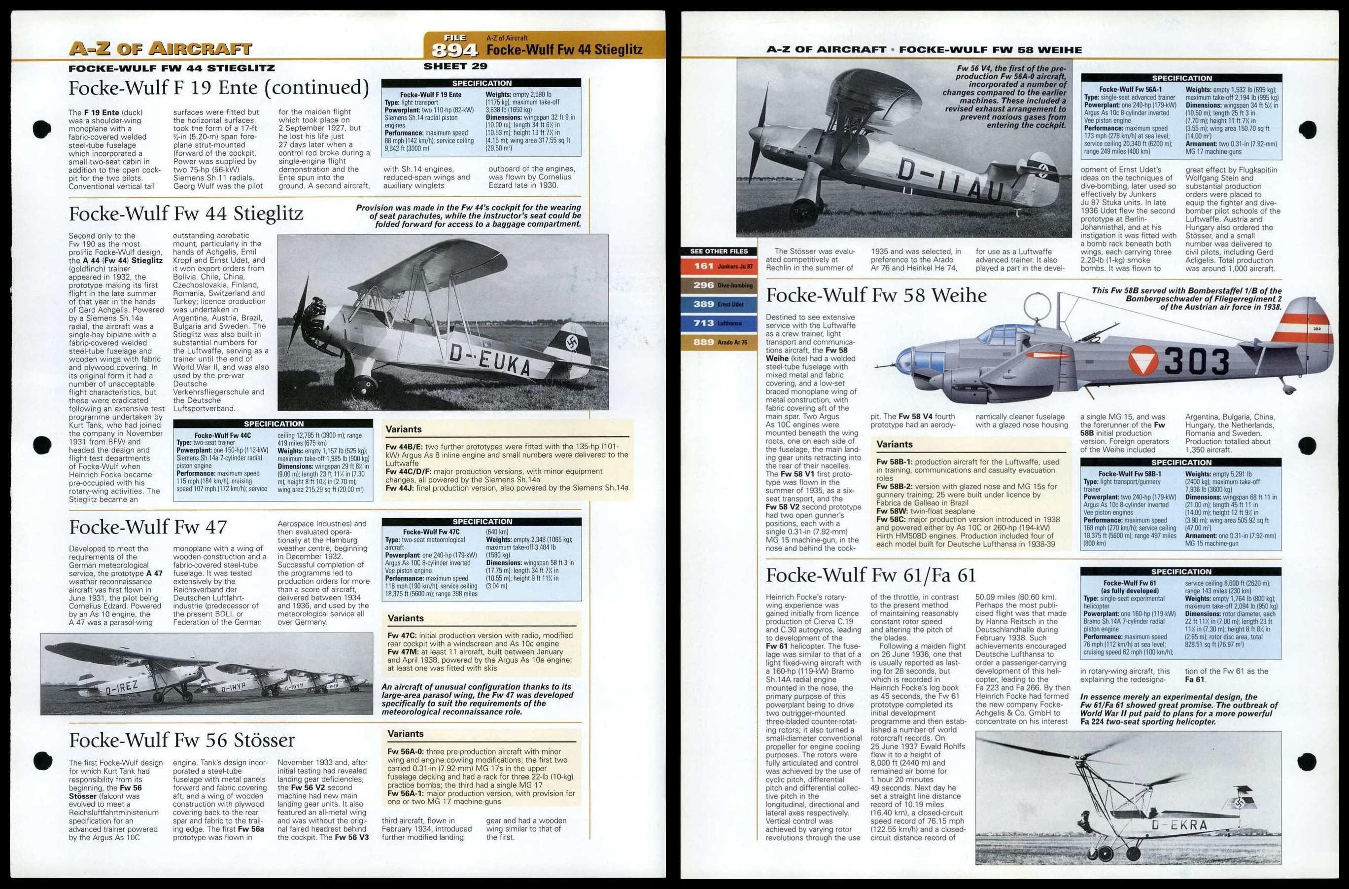 Focke-Wulf F 19 Ente - Fw 61/Fa 61 - A-Z #894 World Aircraft ...