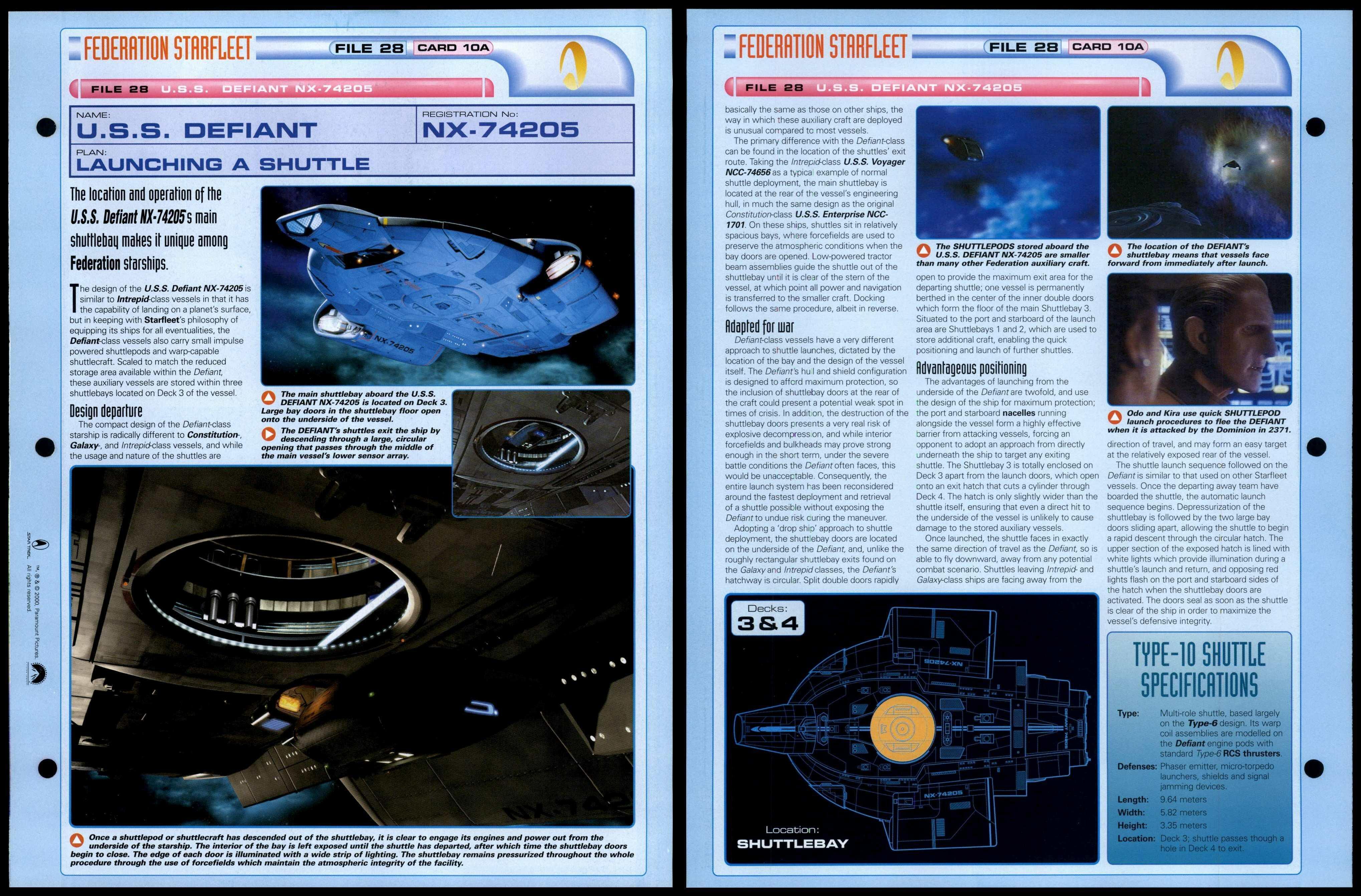 Launching A Shuttle - USS Defiant - Star Trek Fact File Page