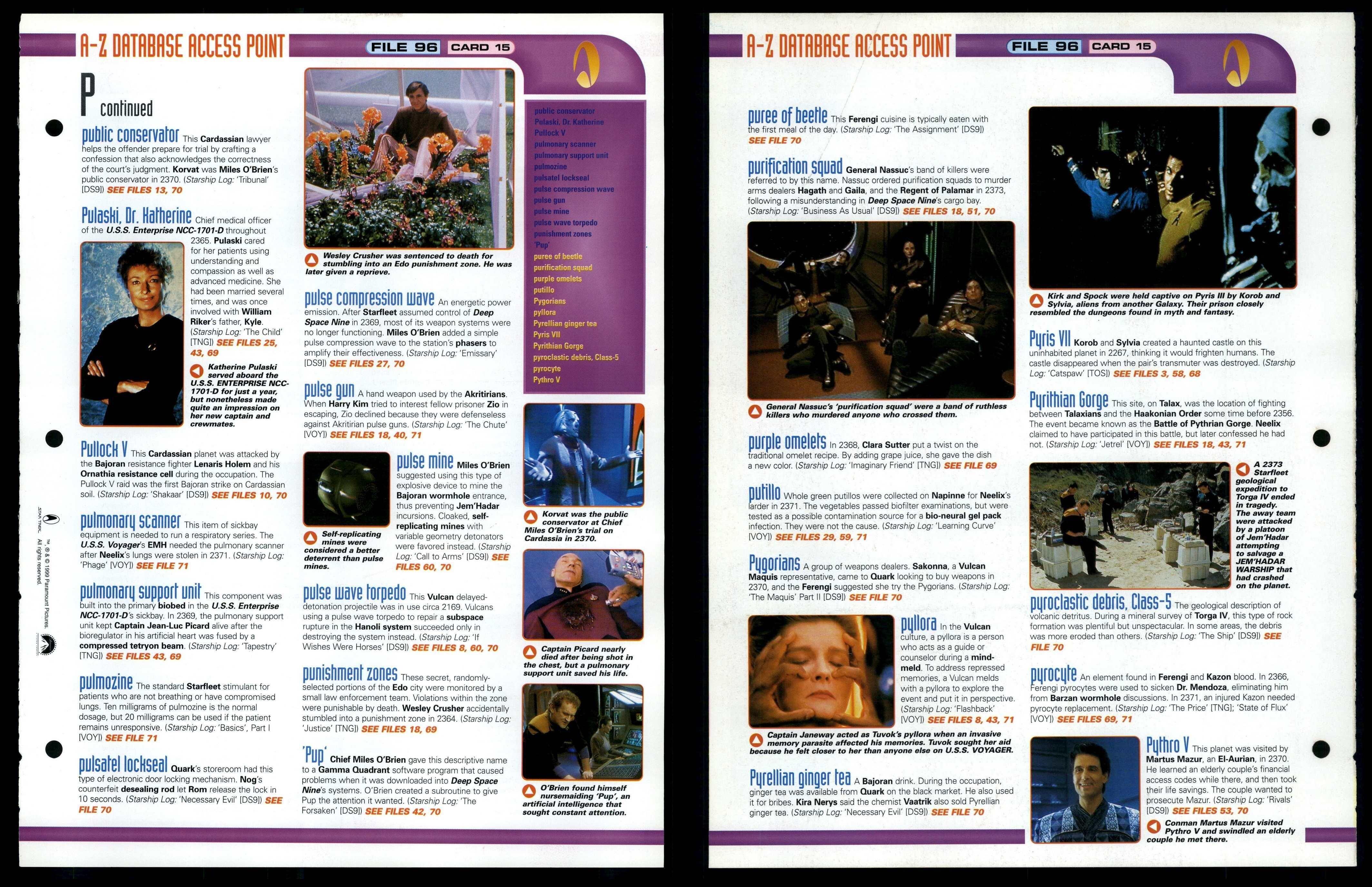 A-Z Database Access Point #15 - P - Star Trek Fact File Page