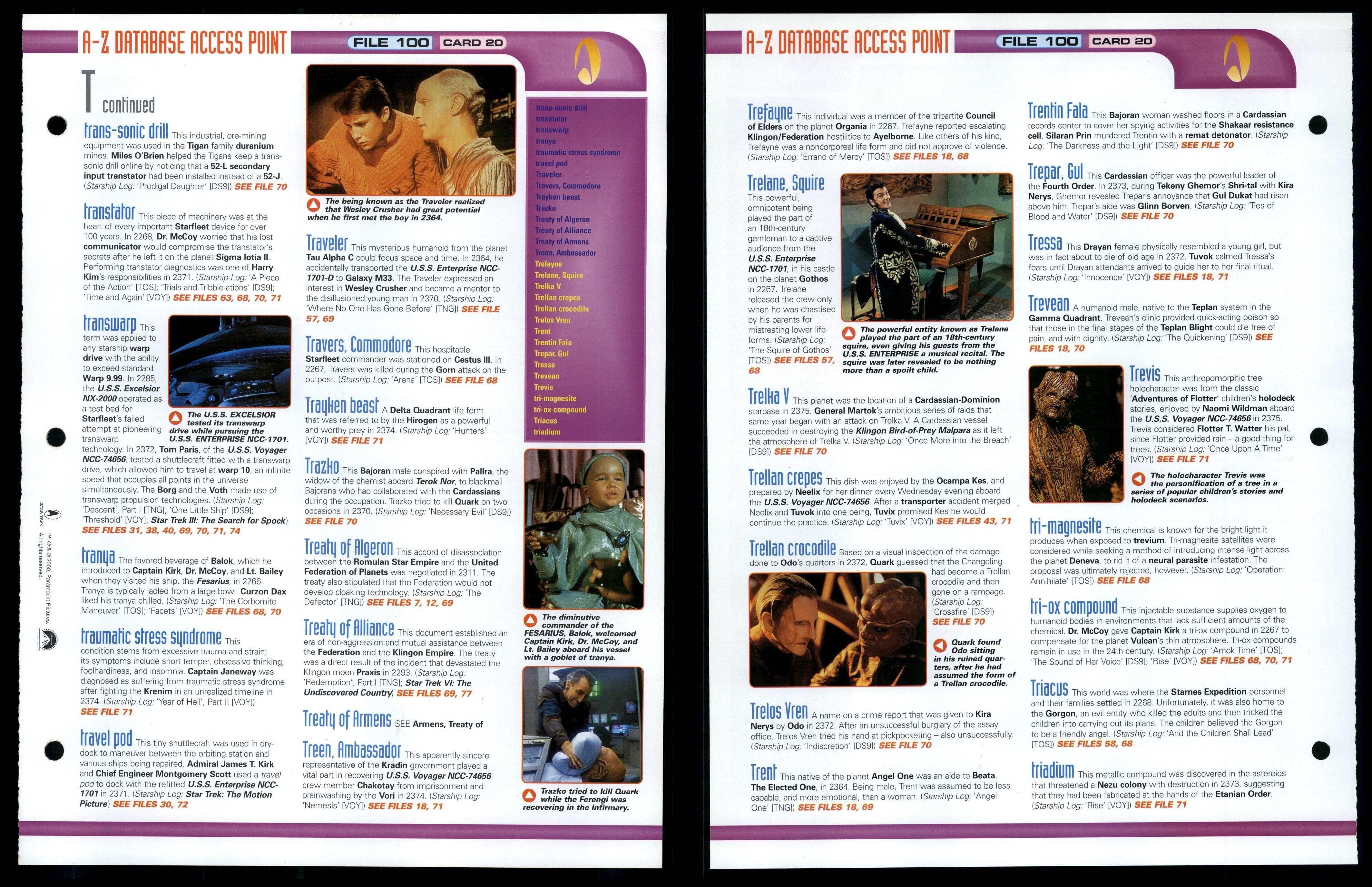 A-Z Database Access Point #20 - T - Star Trek Fact File Page