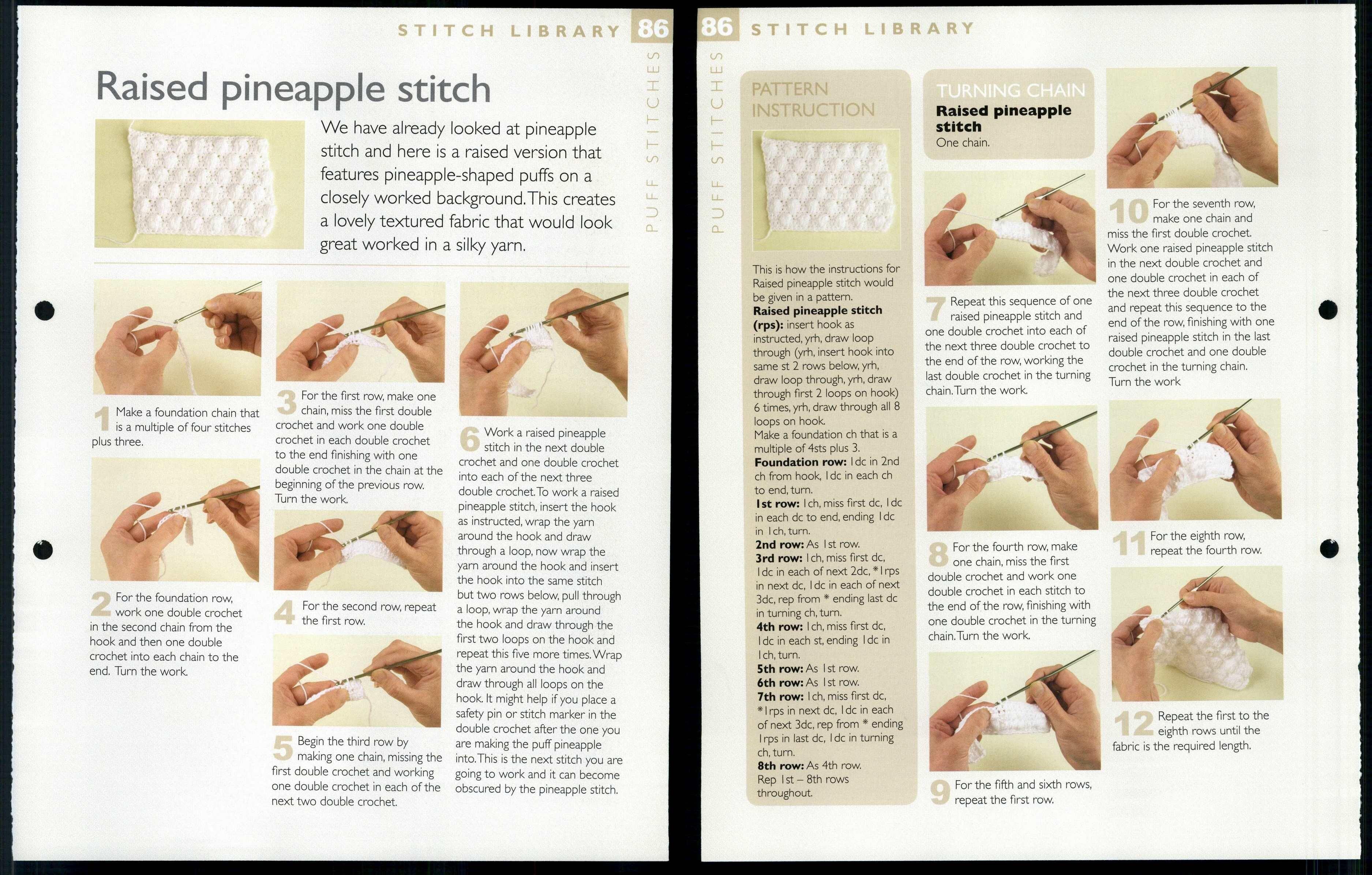 Raised Pineapple Stitch #86 Stitch Library - The Art Of Crochet Pattern
