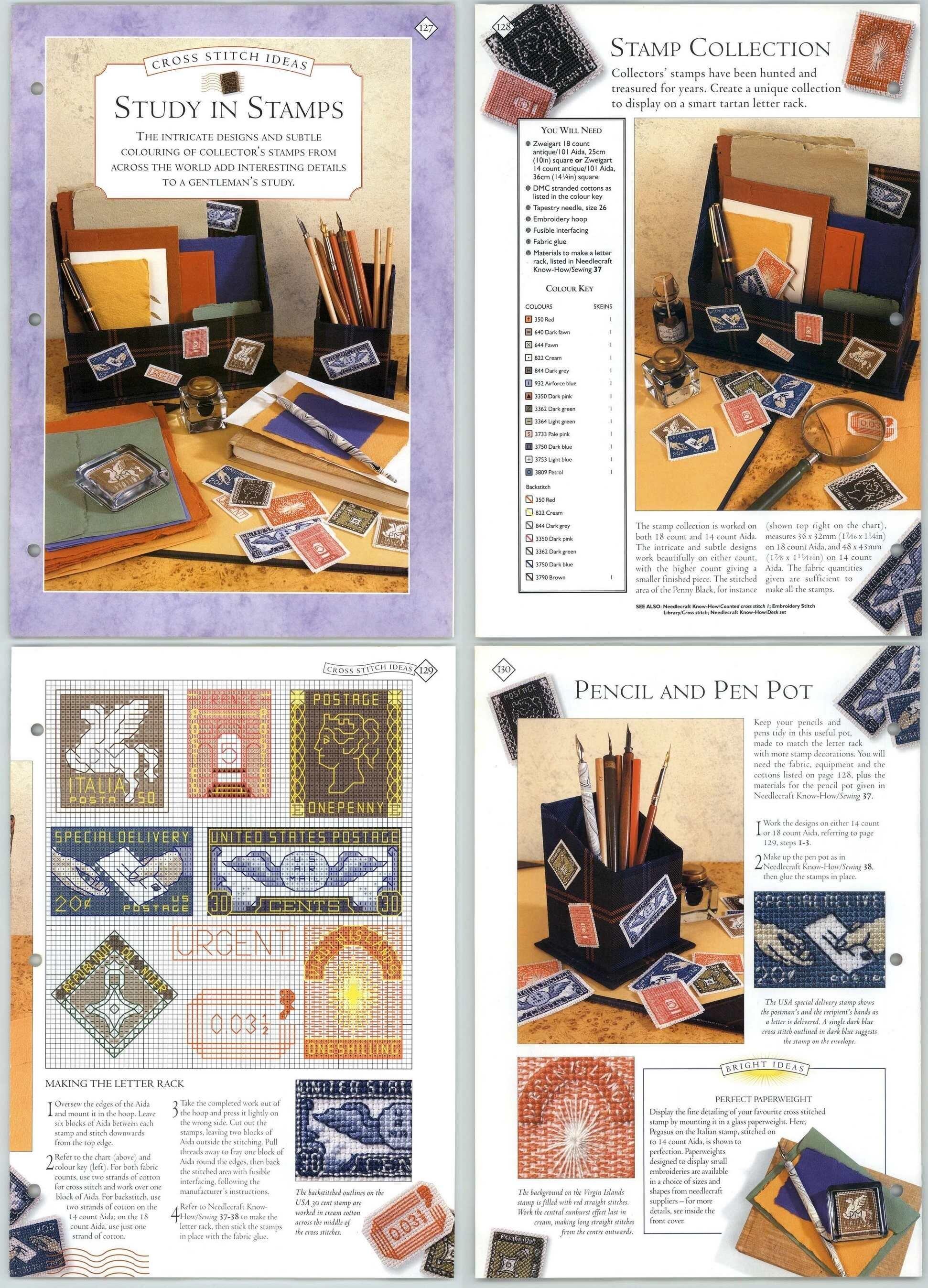 Study In Stamps #127-130 Cross Stitch Ideas - Needlecraft Magic 2 Page ...