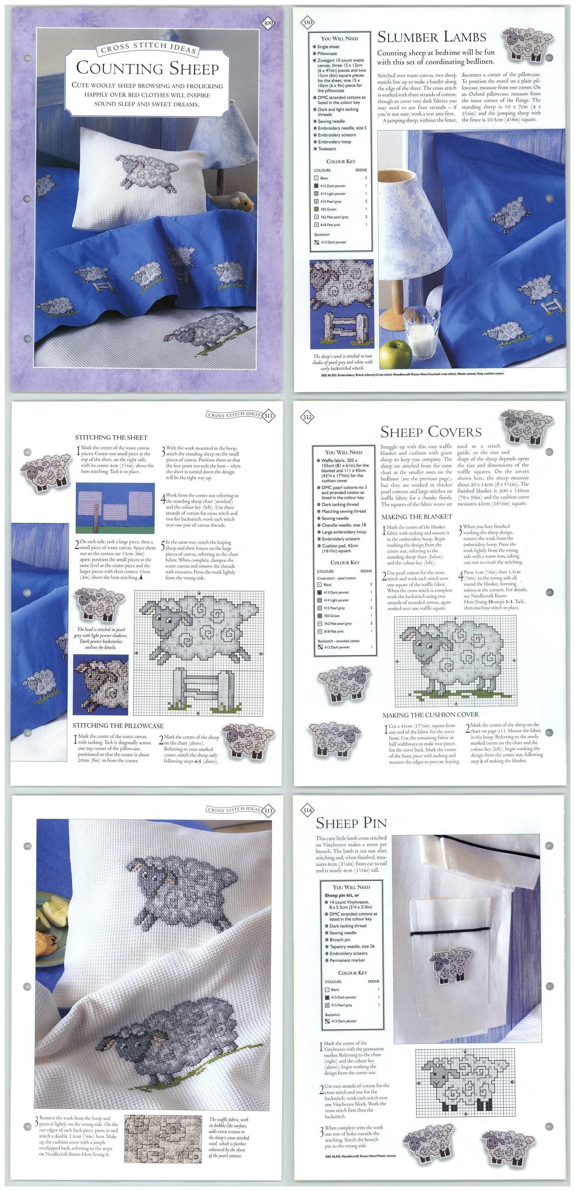 Counting Sheep #309-314 Cross Stitch Ideas - Needlecraft Magic 3 Page ...