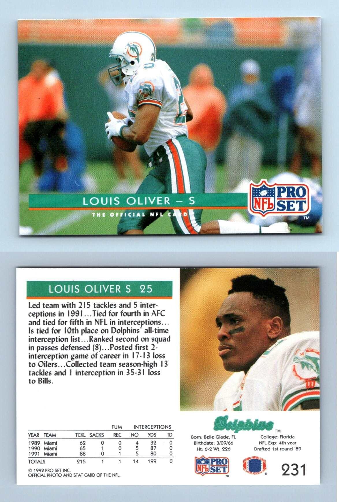 Louis Oliver #231 NFL Pro Set 1992 Series 1 Trading Card