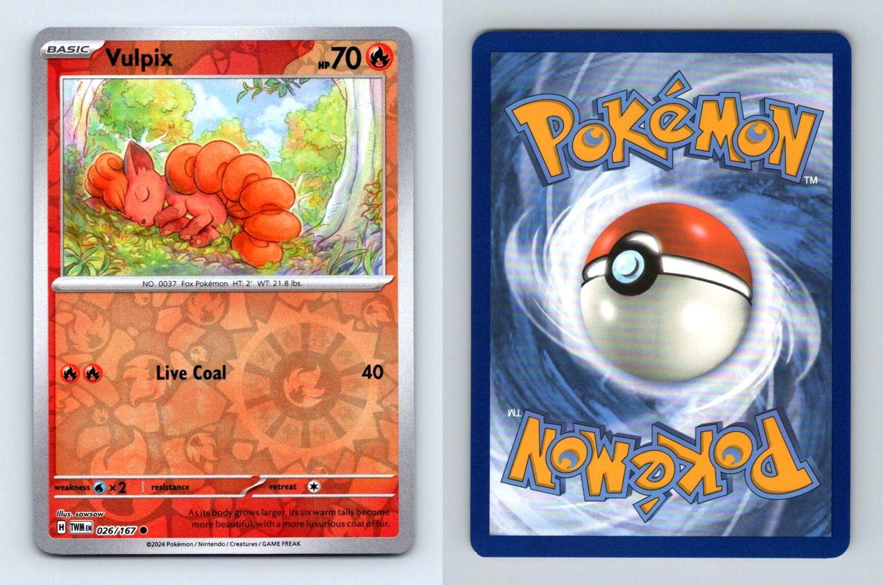 Vulpix #26/167 SV Twilight Masquerade 2024 Pokemon Reverse Holo Common ...