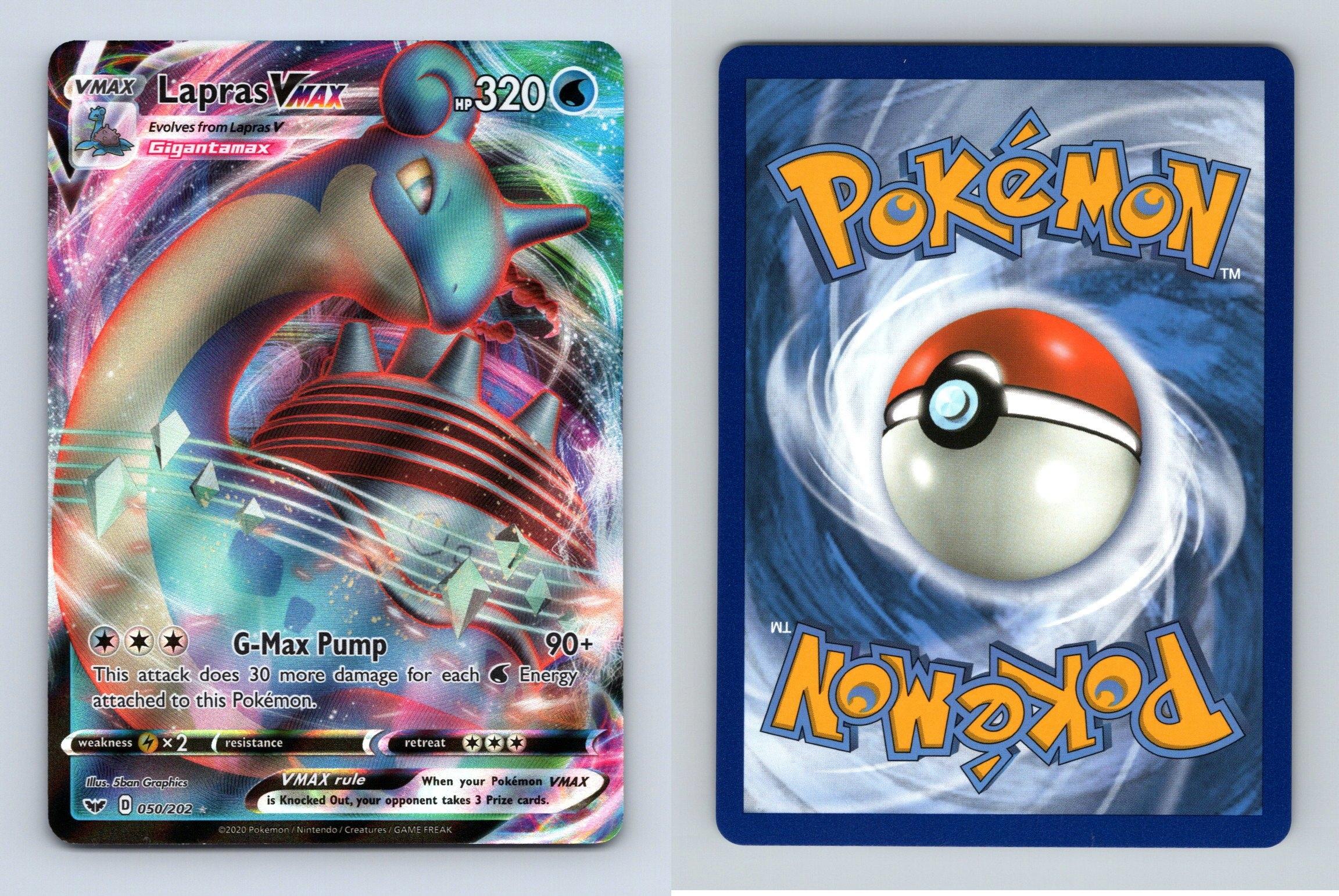 Lapras VMAX #50 Sword & Shield Base Set Ultra Rare Full Art Pokemon TCG ...