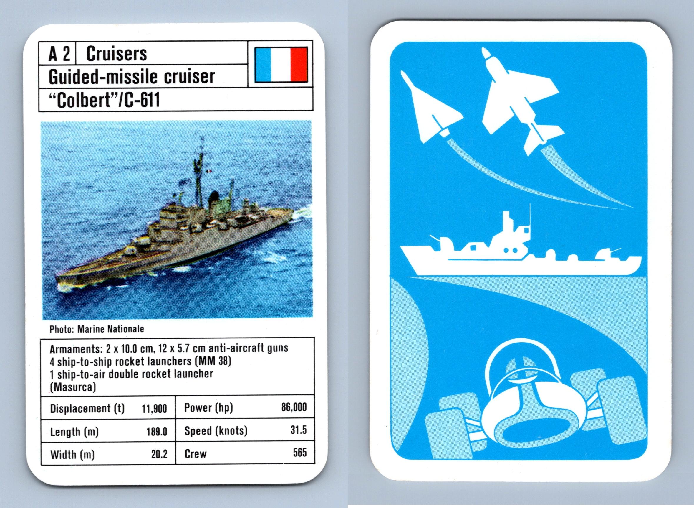 "Colbert"/C-611 - Modern Warships 1970's ACE Top Trumps Card