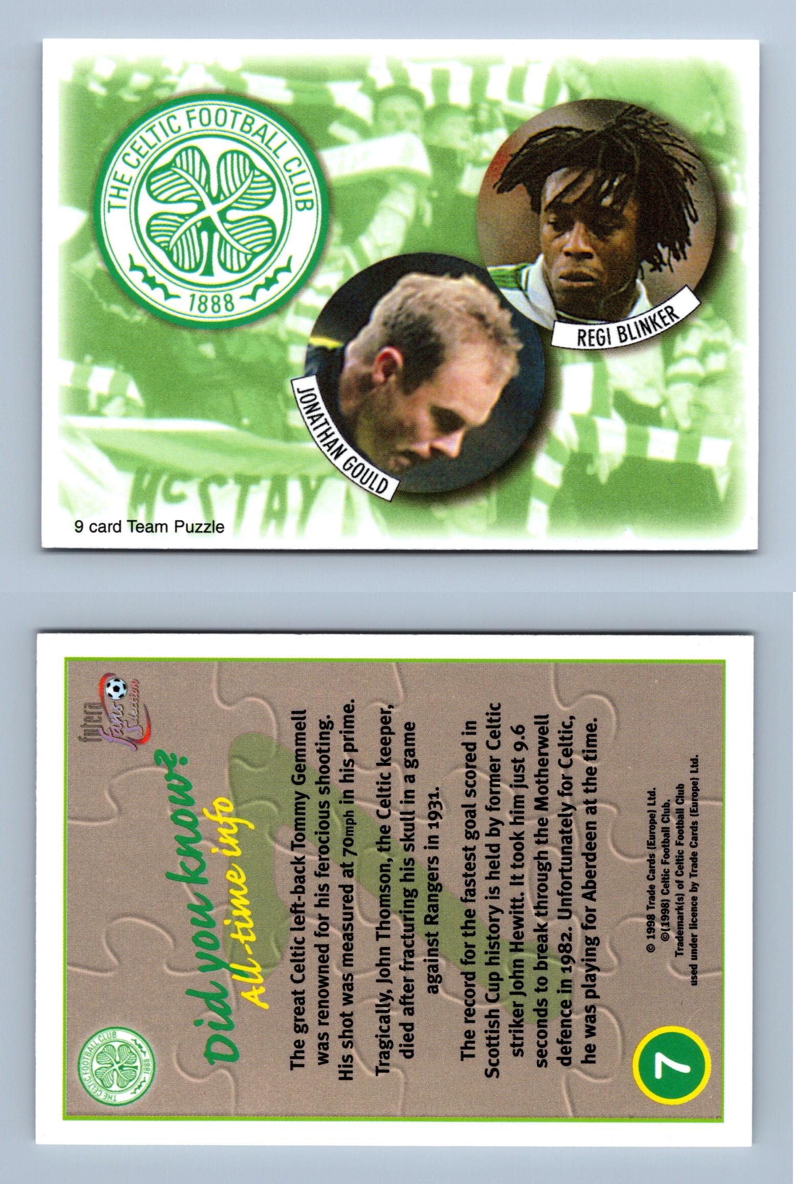Team Puzzle #7 Celtic Fans Selection 1998 Futera Trading Card
