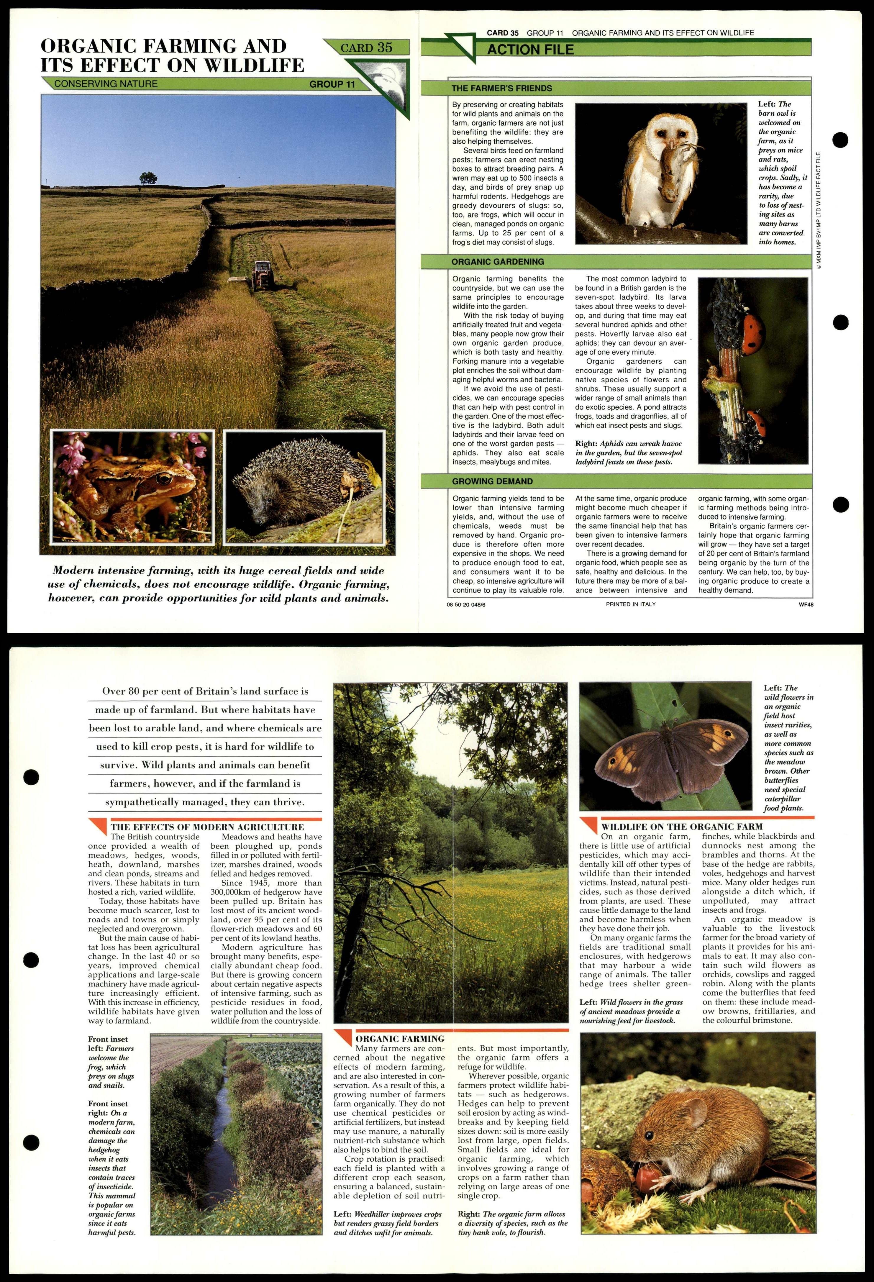 Organic Farming & Its Effects #35 Conservation Wildlife Fact File Fold ...