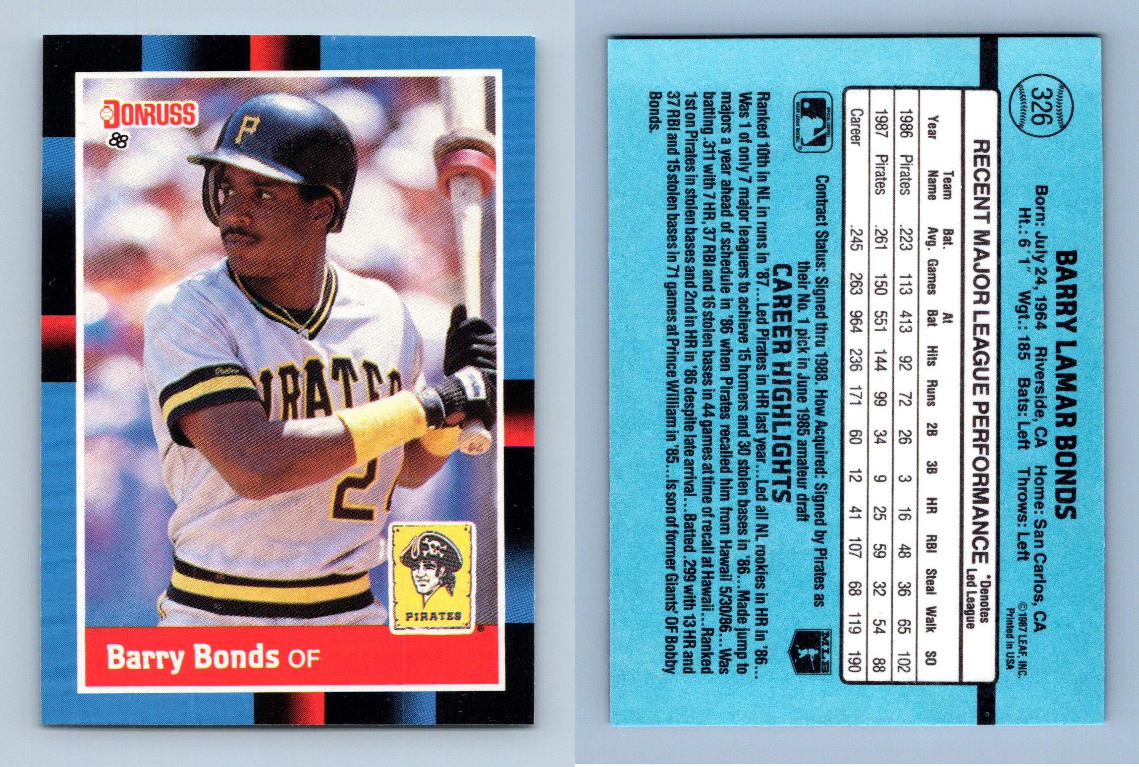 Barry Bonds Pirates Card