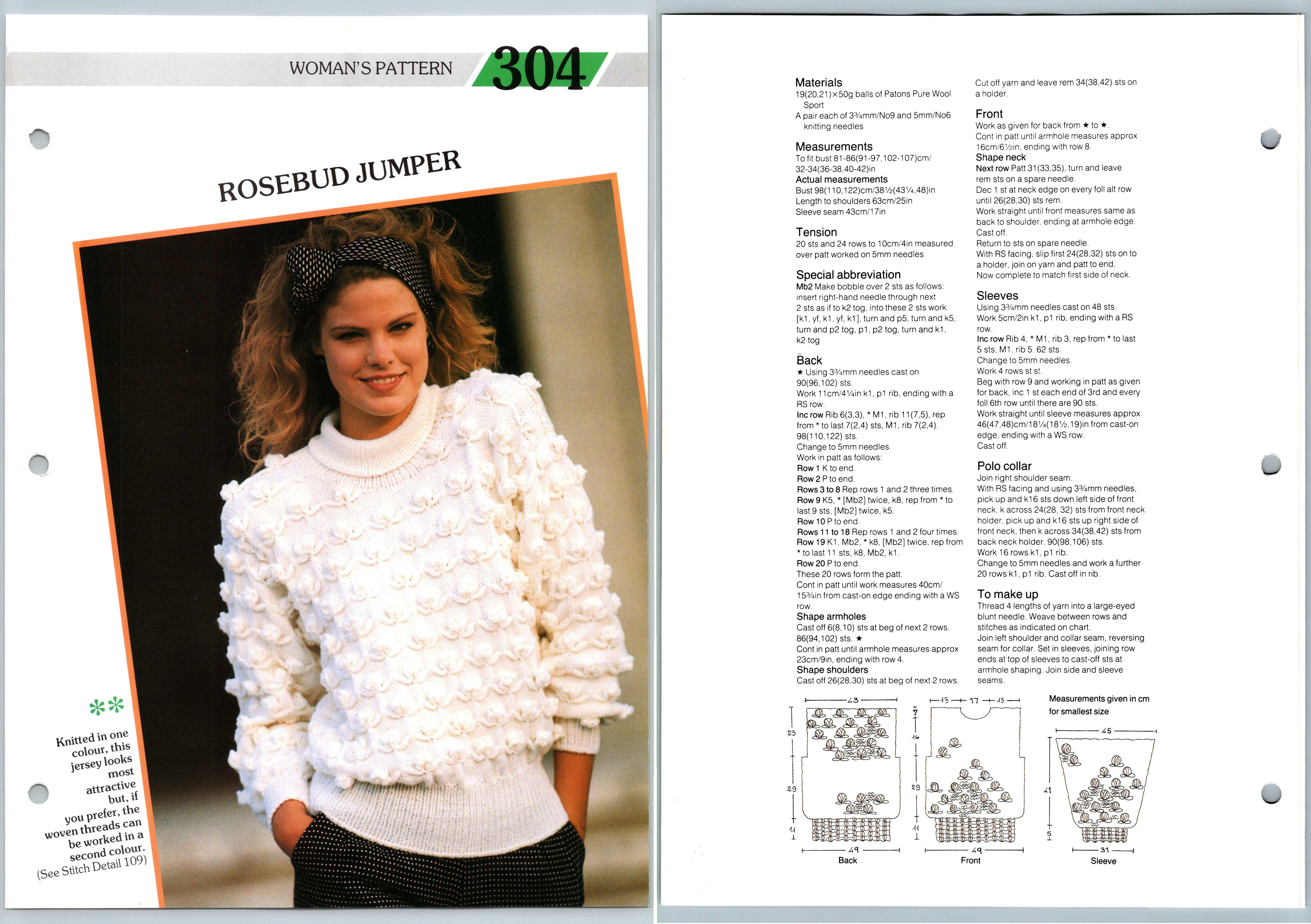 Rosebud Jumper #304 Women Creative Knitting Pattern