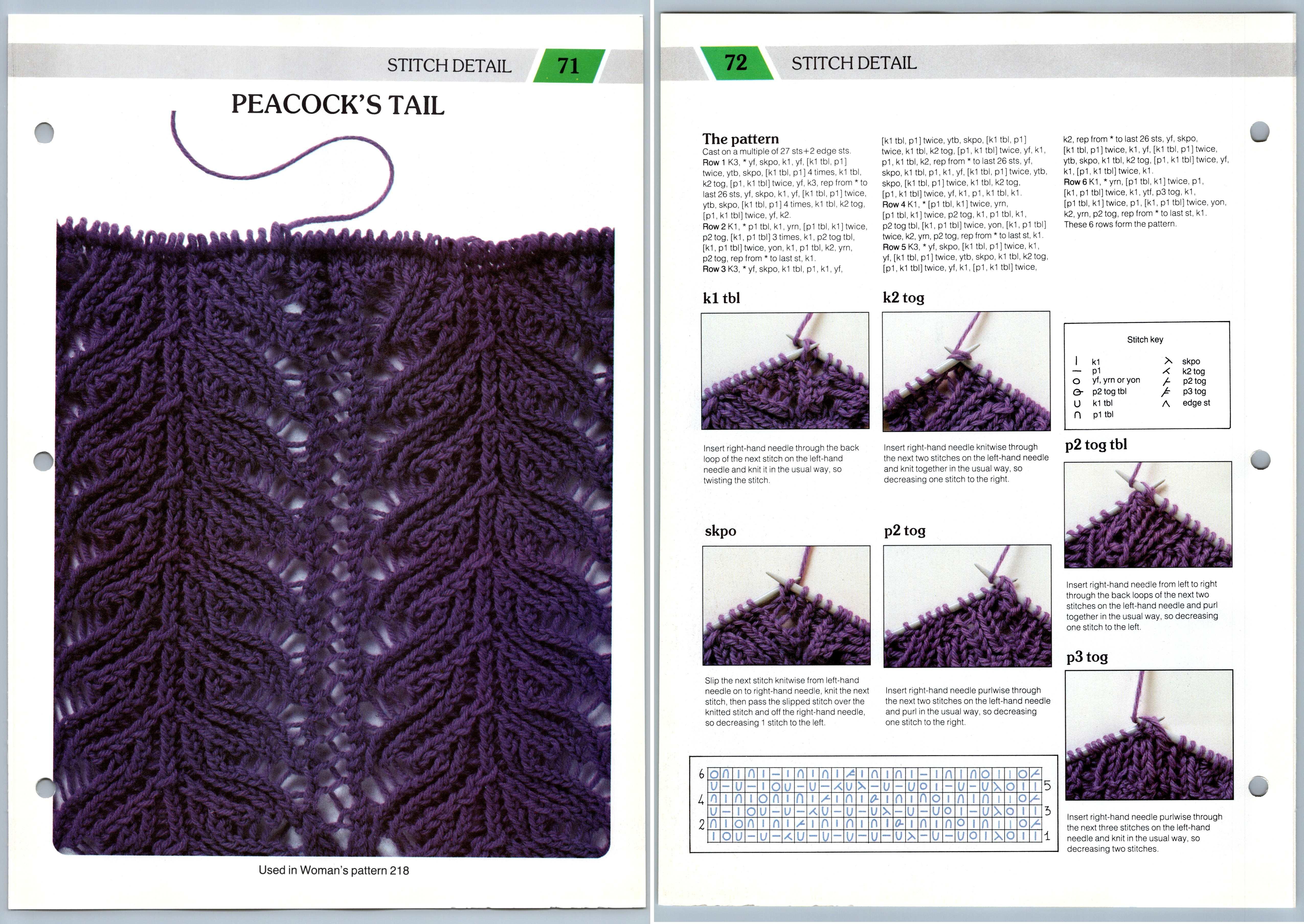 Peacock's Tail #71 & #72 Stitch Detail Creative Knitting Pattern