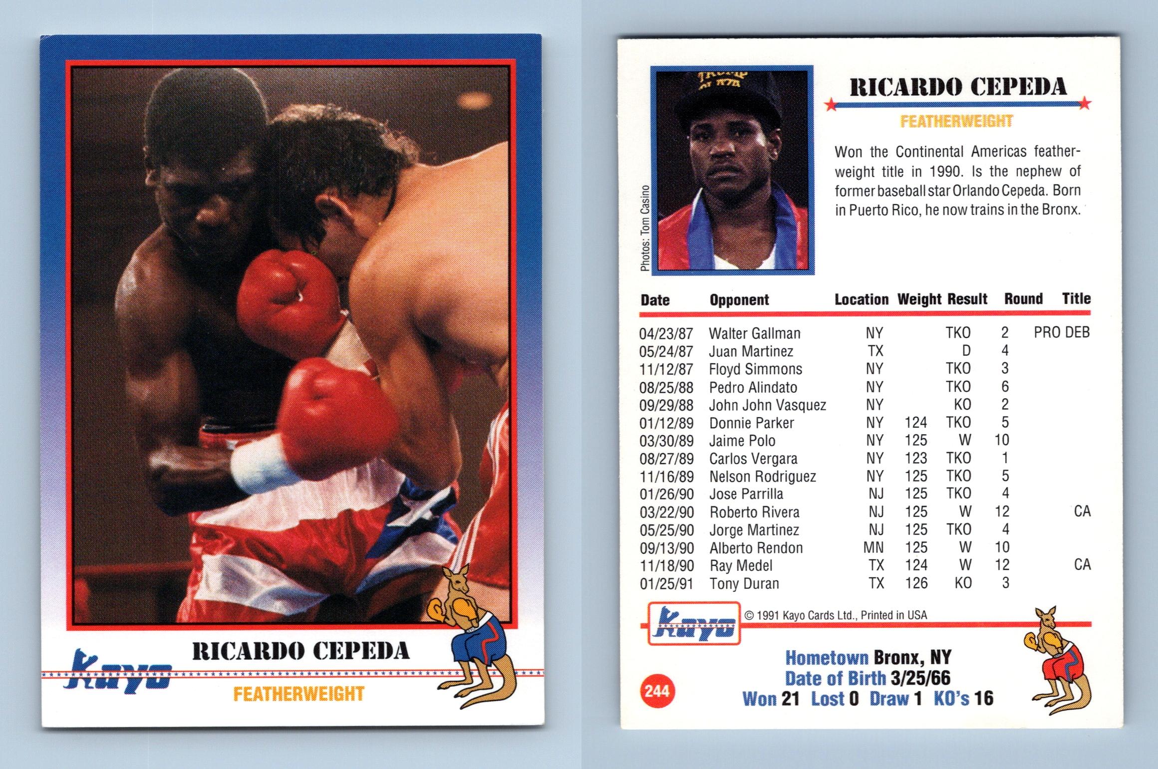 Ricardo Cepeda #244 Kayo Boxing 1991 Trading Card