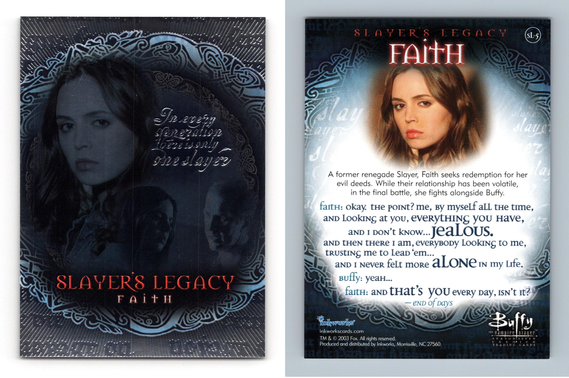 Slayers Legacy Sl 5 Buffy The Vampire Slayer Season 7 Inkworks Trading