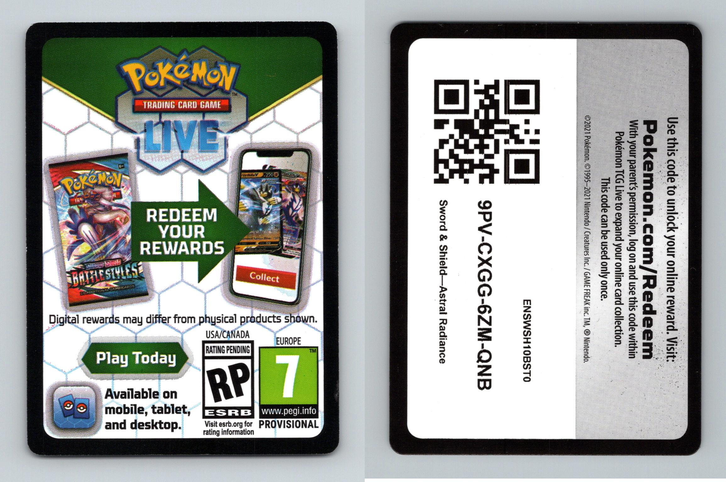 Booster Code #2 SWSH Astral Radiance Pokemon 2022 Online Code Card