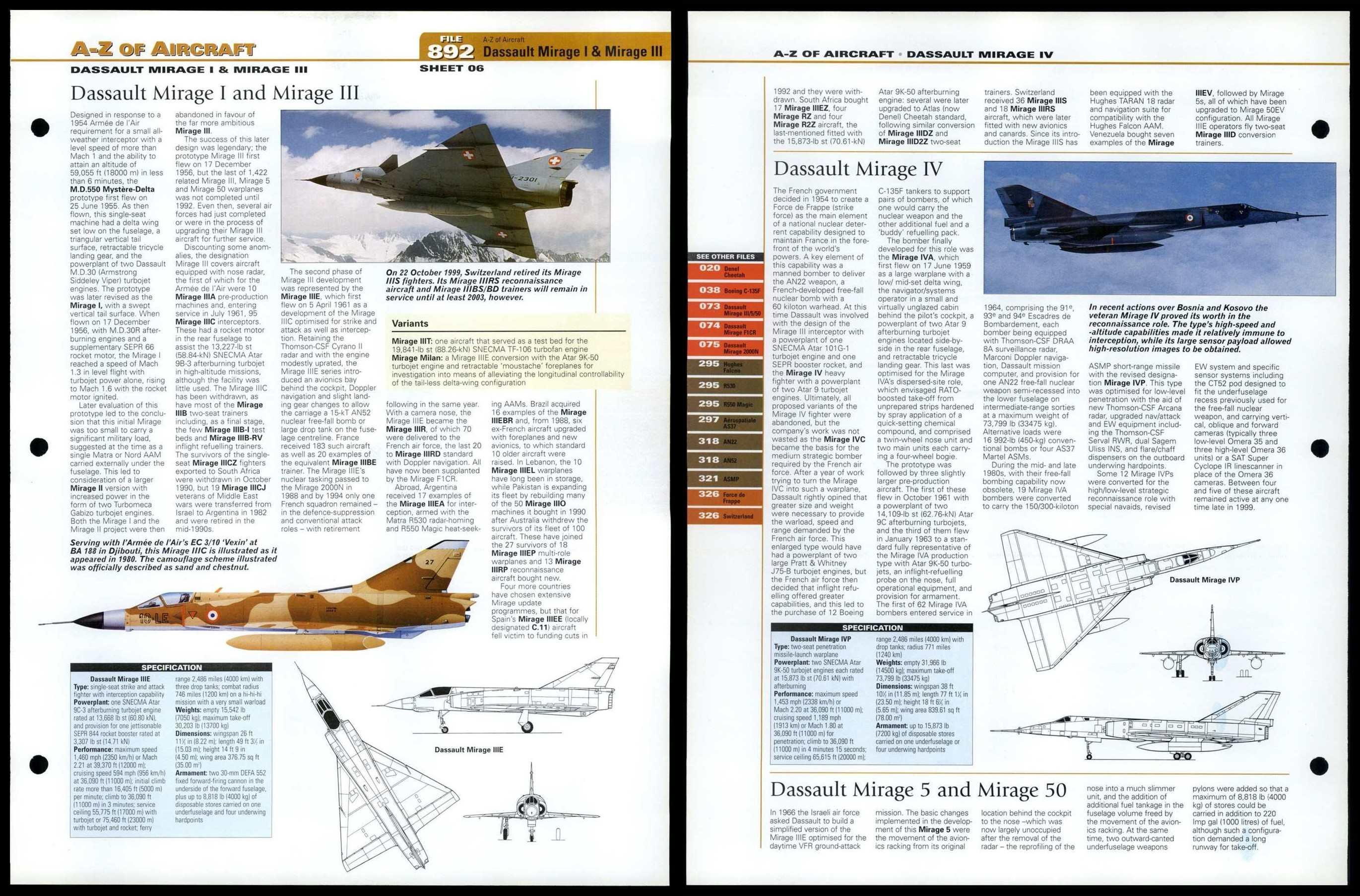 Dassault Mirage I - Dassault Mirage 50 - A-Z #892 World Aircraft ...