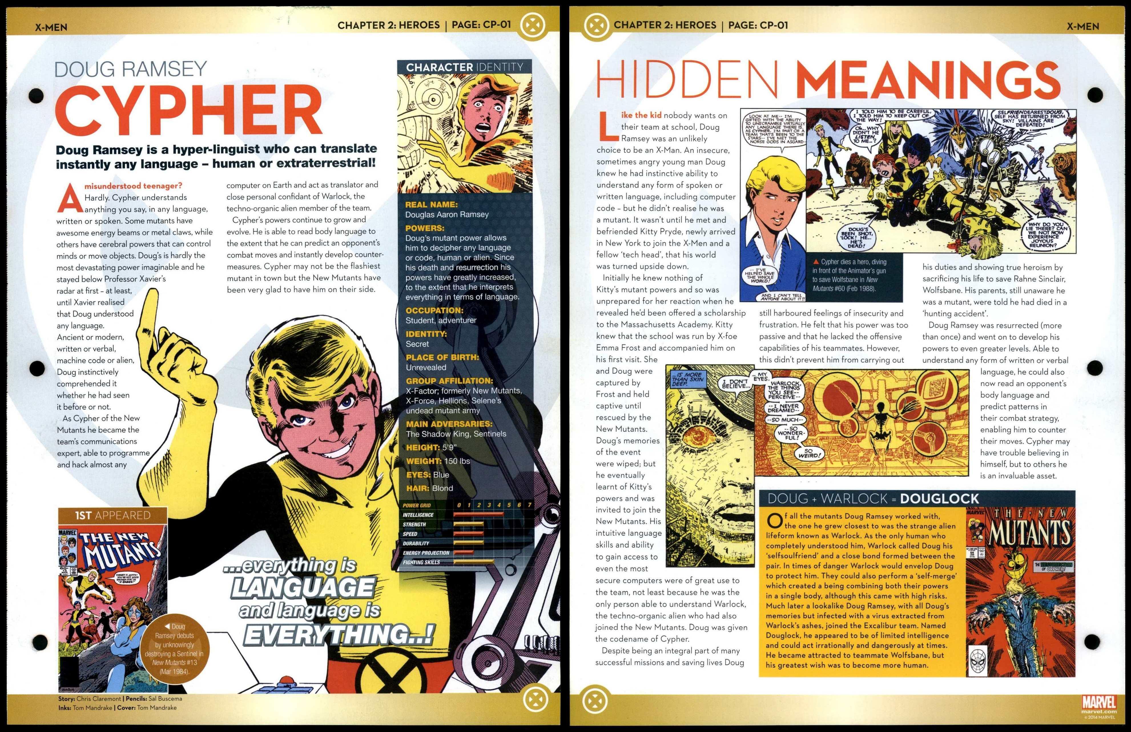 Cypher - Doug Ramsey #CP-01 Heroes - X-Men Marvel Fact File Page