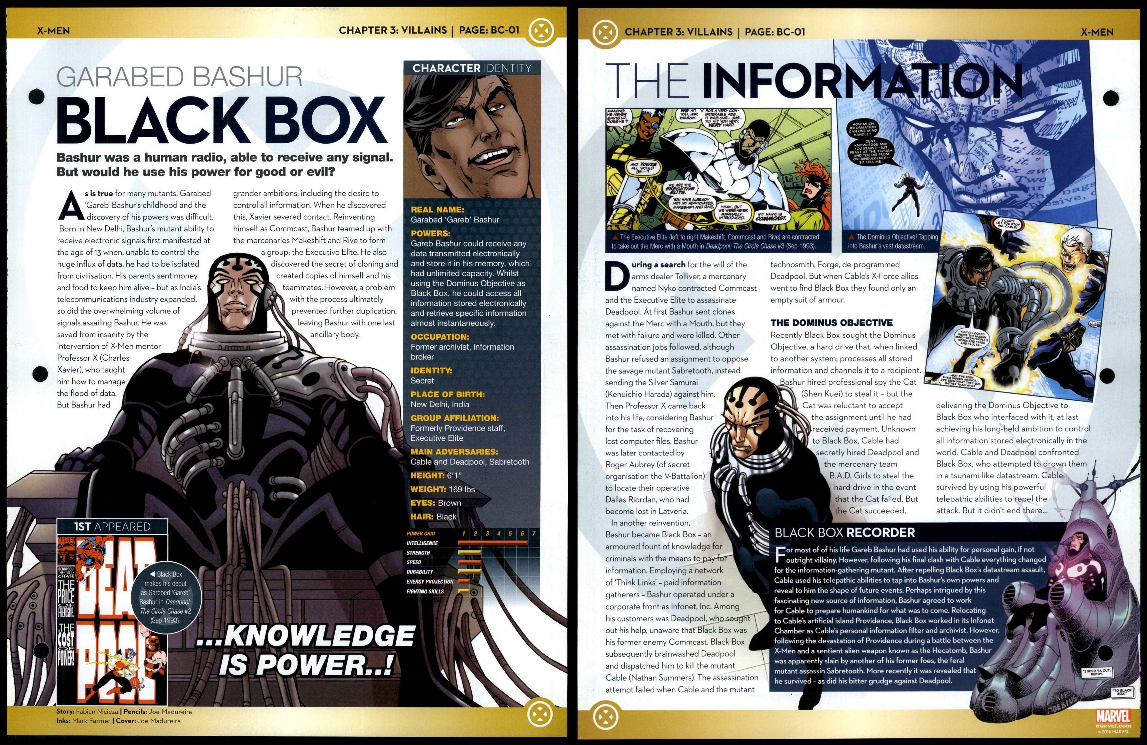 Black Box - Garabed Bashur #BC-01 Villains - X-Men Marvel Fact File Page
