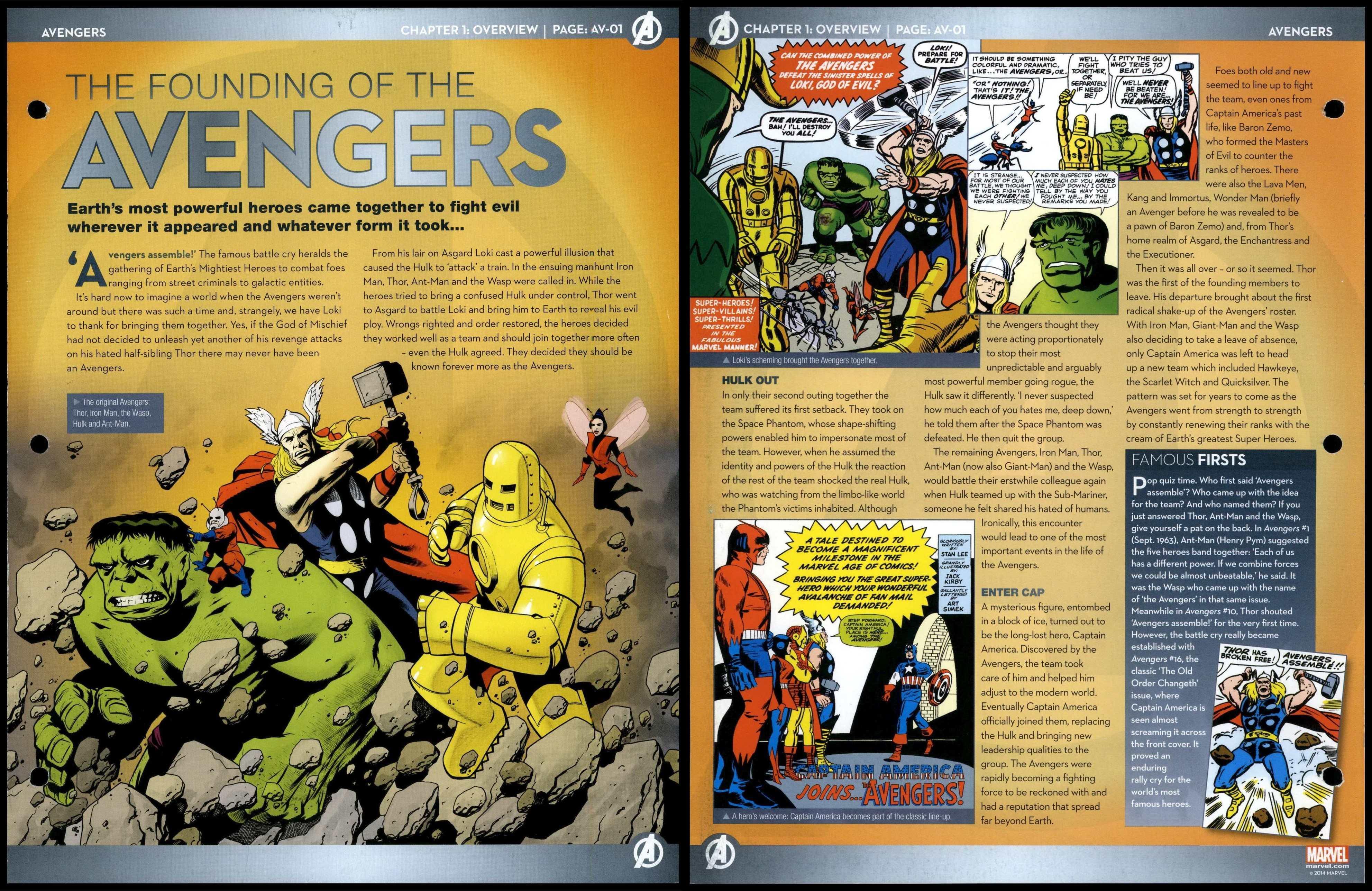 Founding Of The Avengers #AV-01 Overview - Avengers Marvel Fact File Page