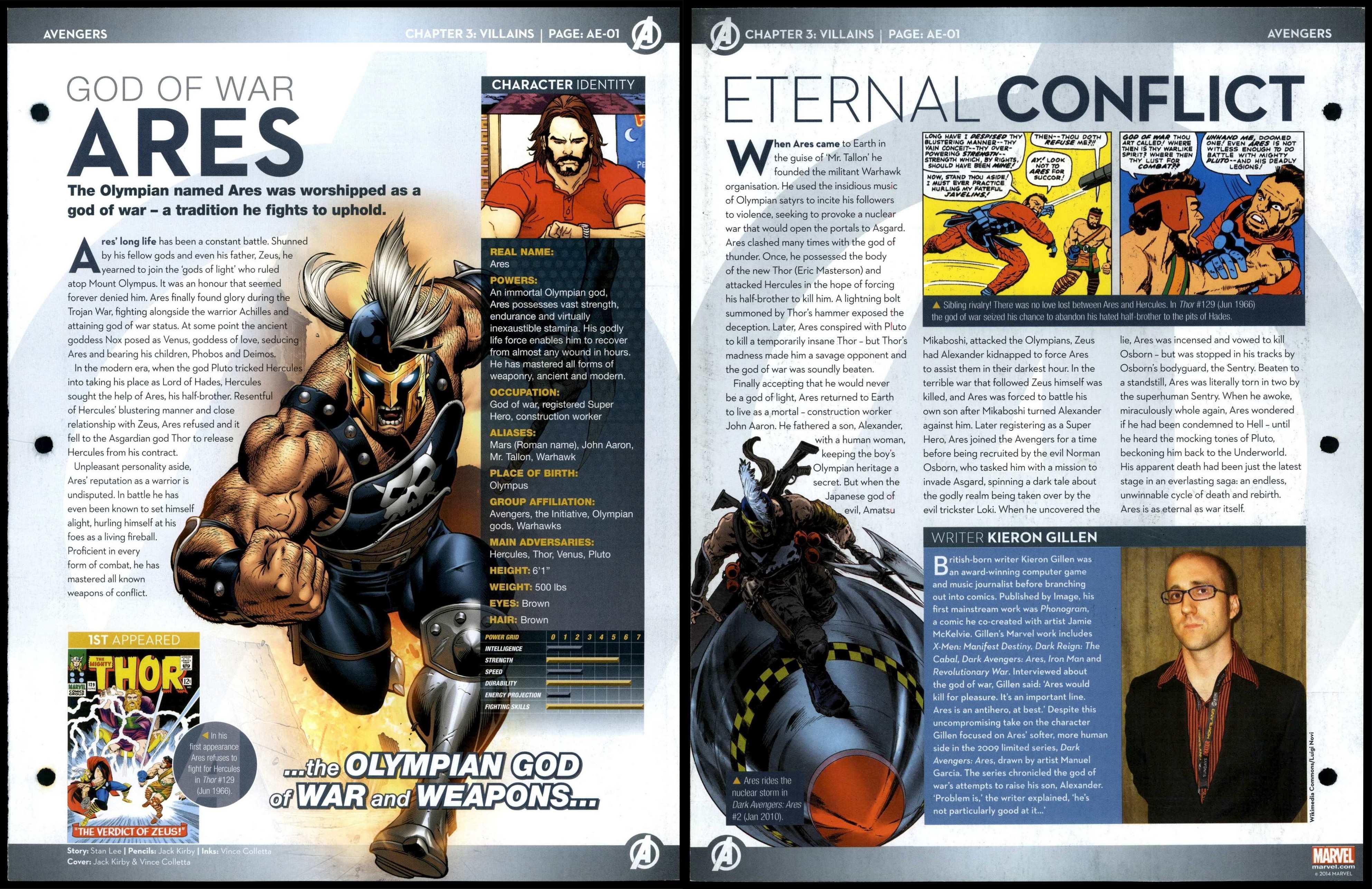 Ares - God Of War #AE-01 Villains - Avengers Marvel Fact File Page