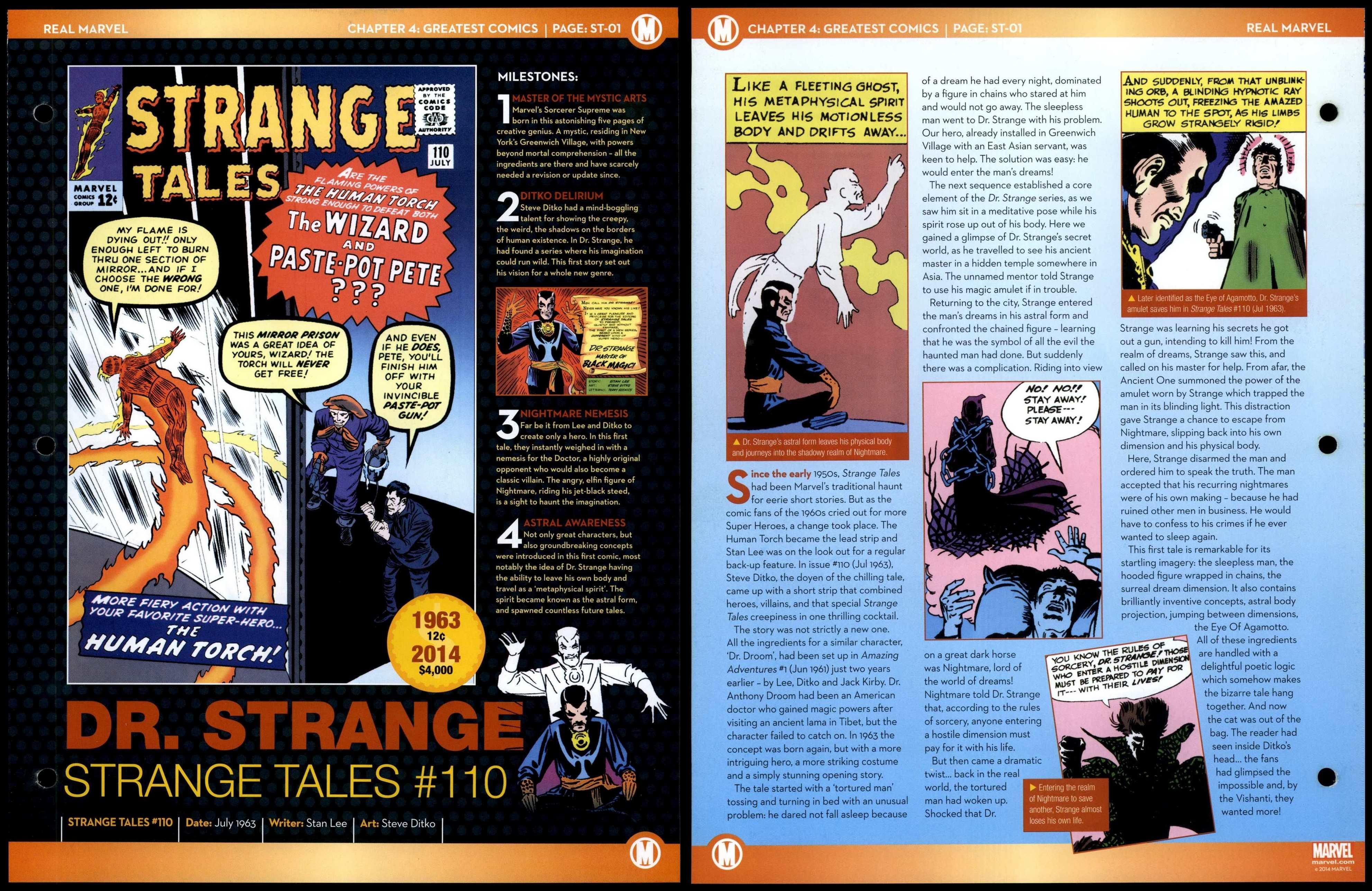 Strange Tales #ST-01 Greatest Comics - Real Marvel Fact File Page