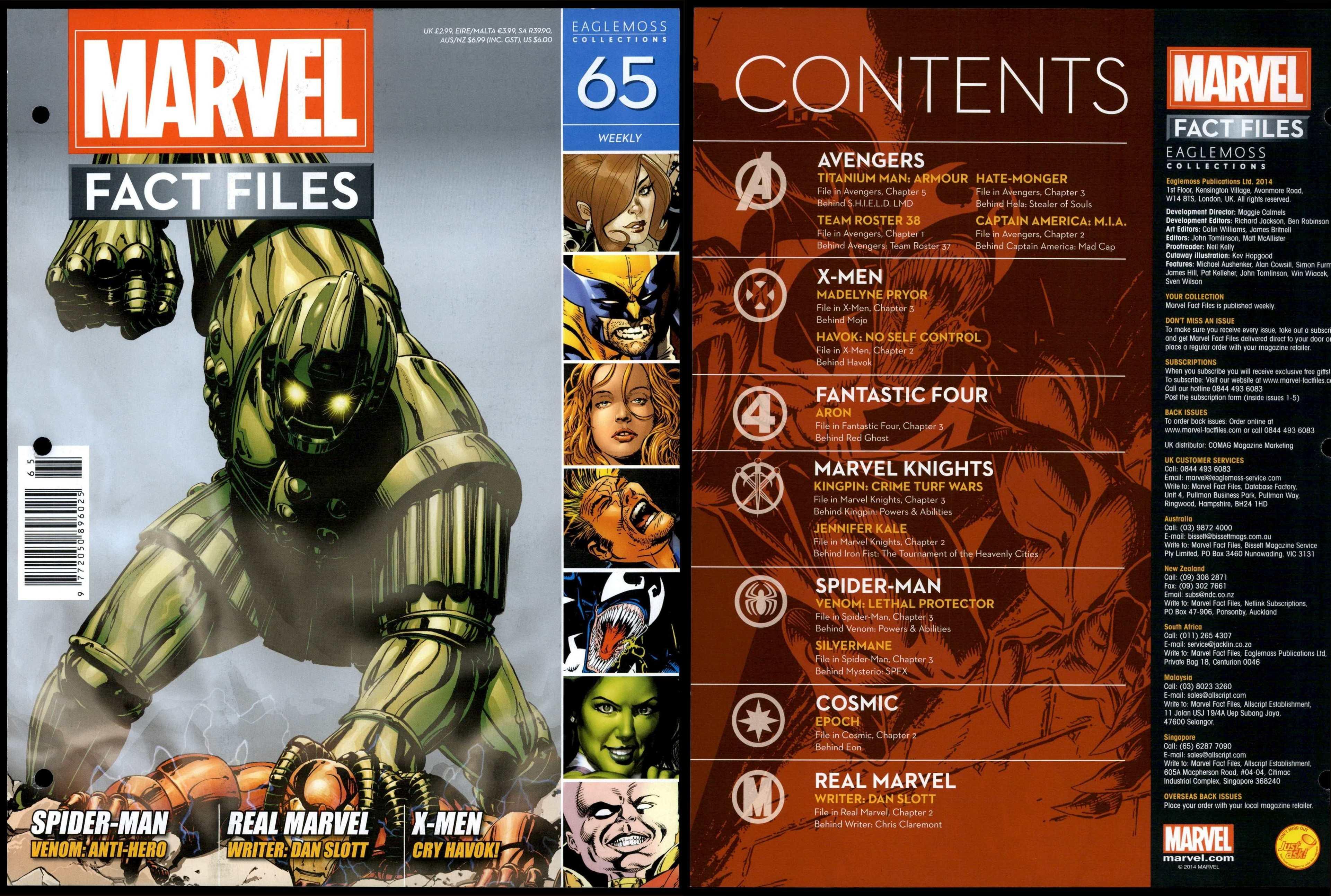 Marvel Fact Files Eaglemoss #65 Titanium - Front Cover Only