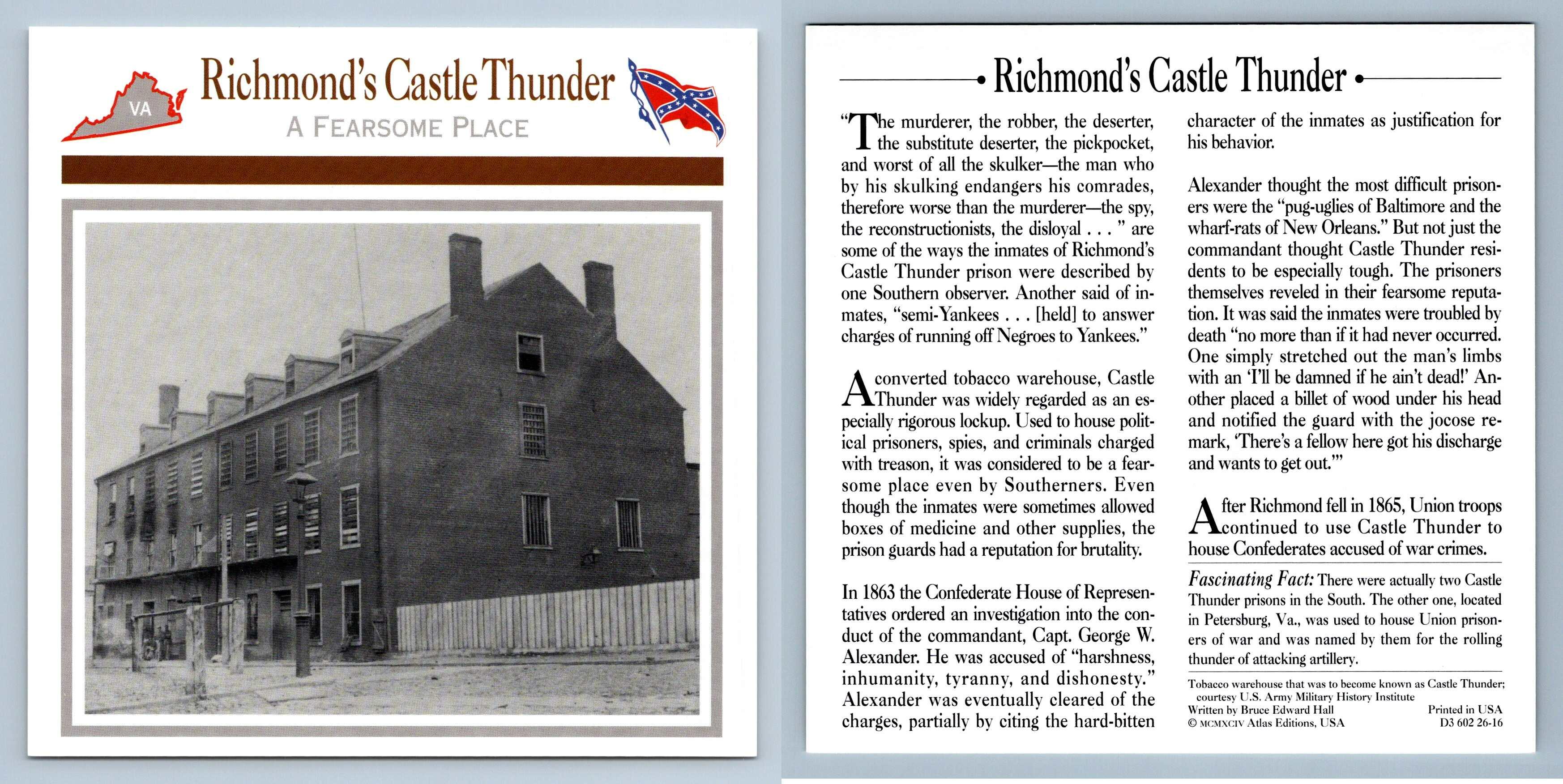 A Fearsome Place - Richmond's Castle Thunder - Prisons - Atlas Ed ...