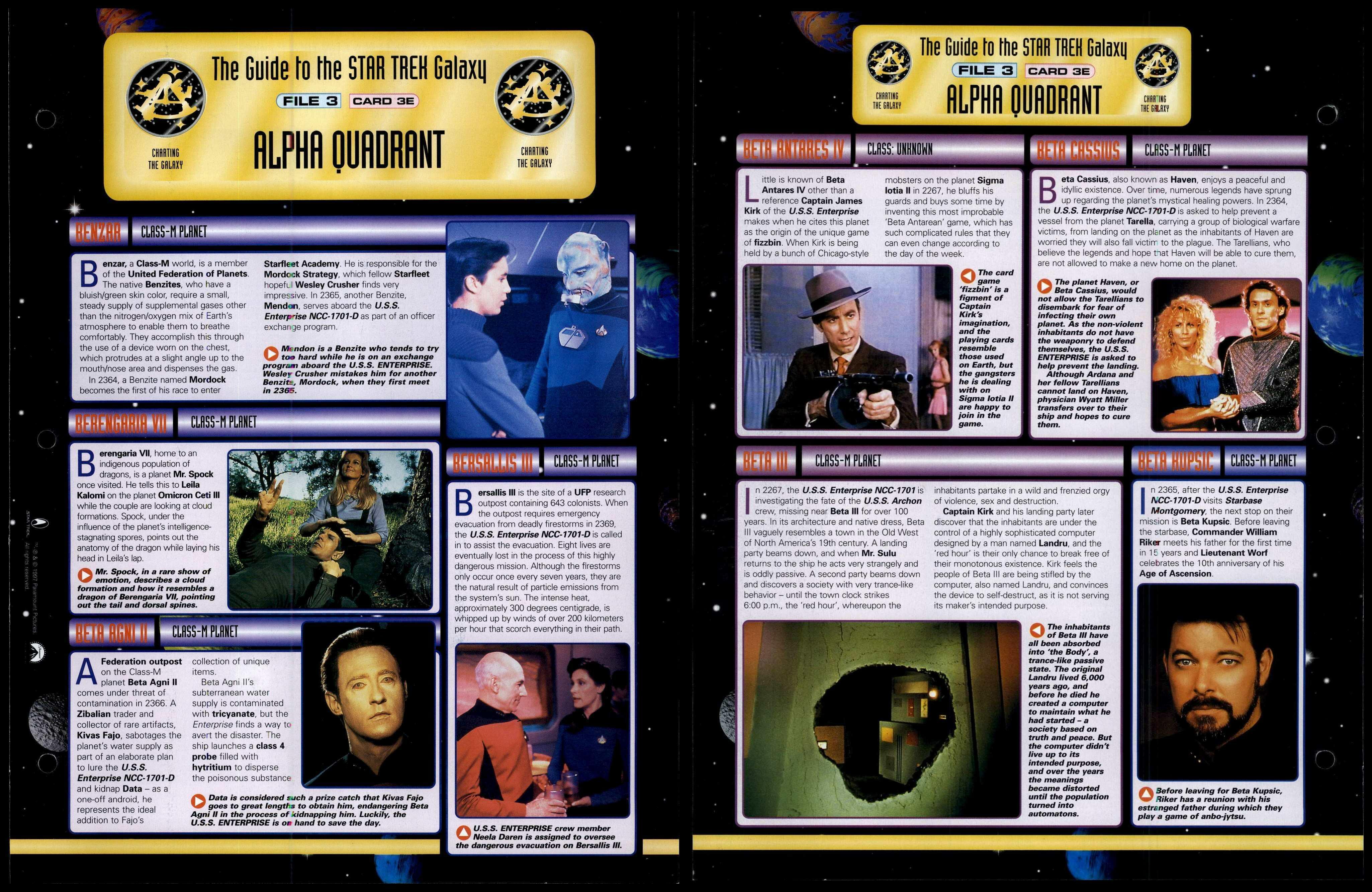 Alpha Quadrant - Card 3E - Charting The Galaxy  - Star Trek Fact File Page