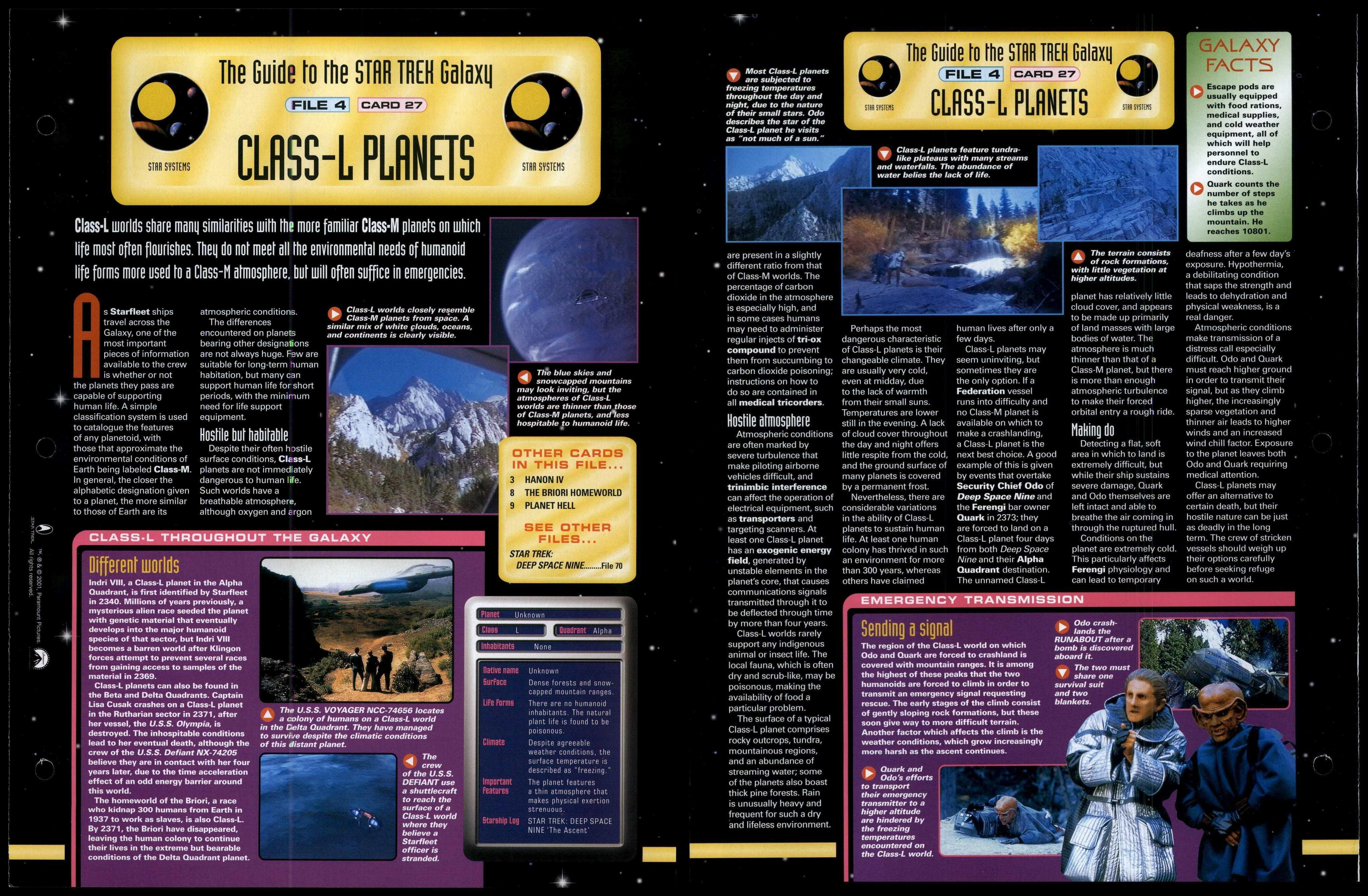 Class-L Planets - Star Systems  - Star Trek Fact File Page