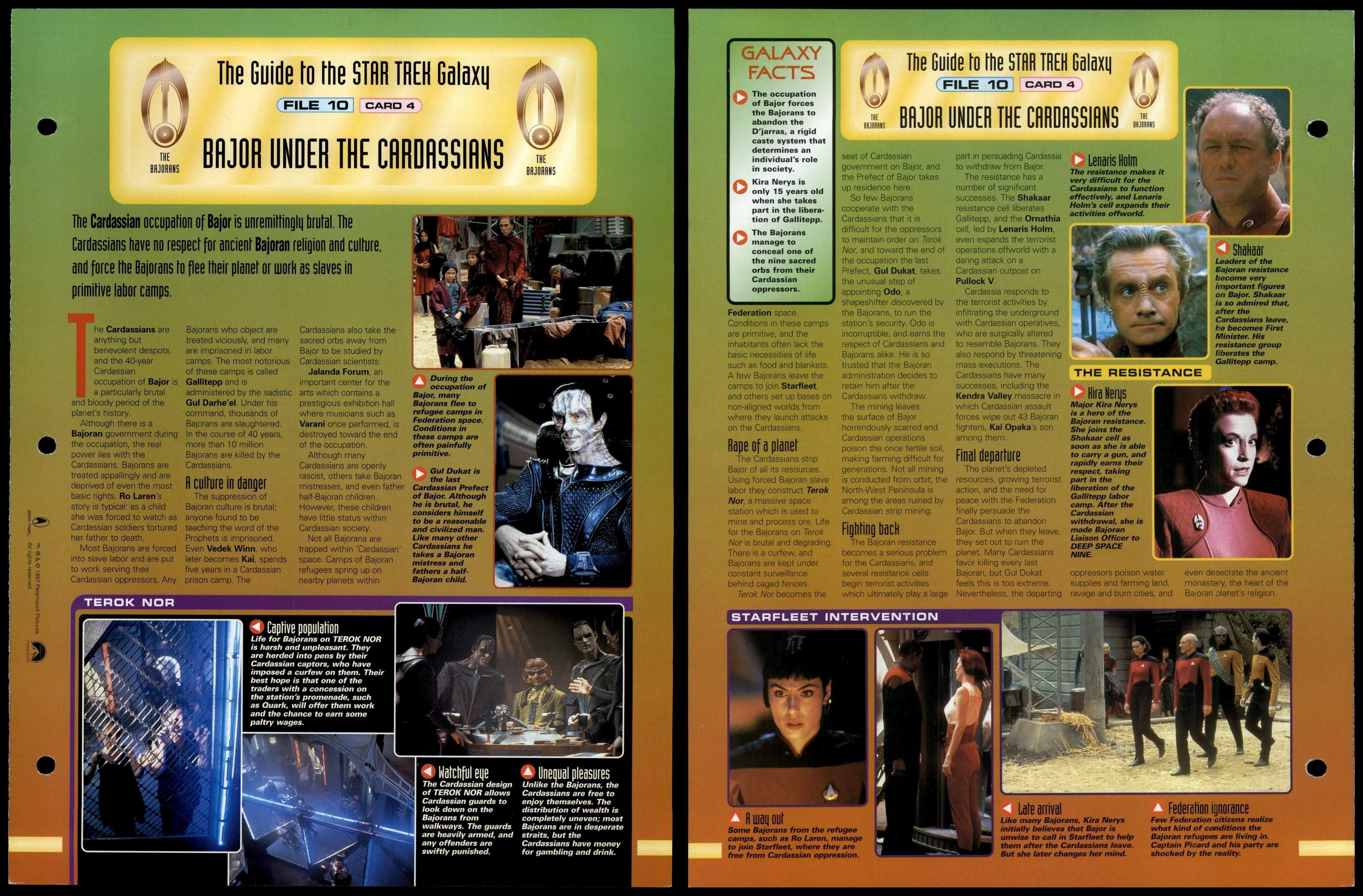 Bajor Under The Cardassians - The Bajorans - Star Trek Fact File Page