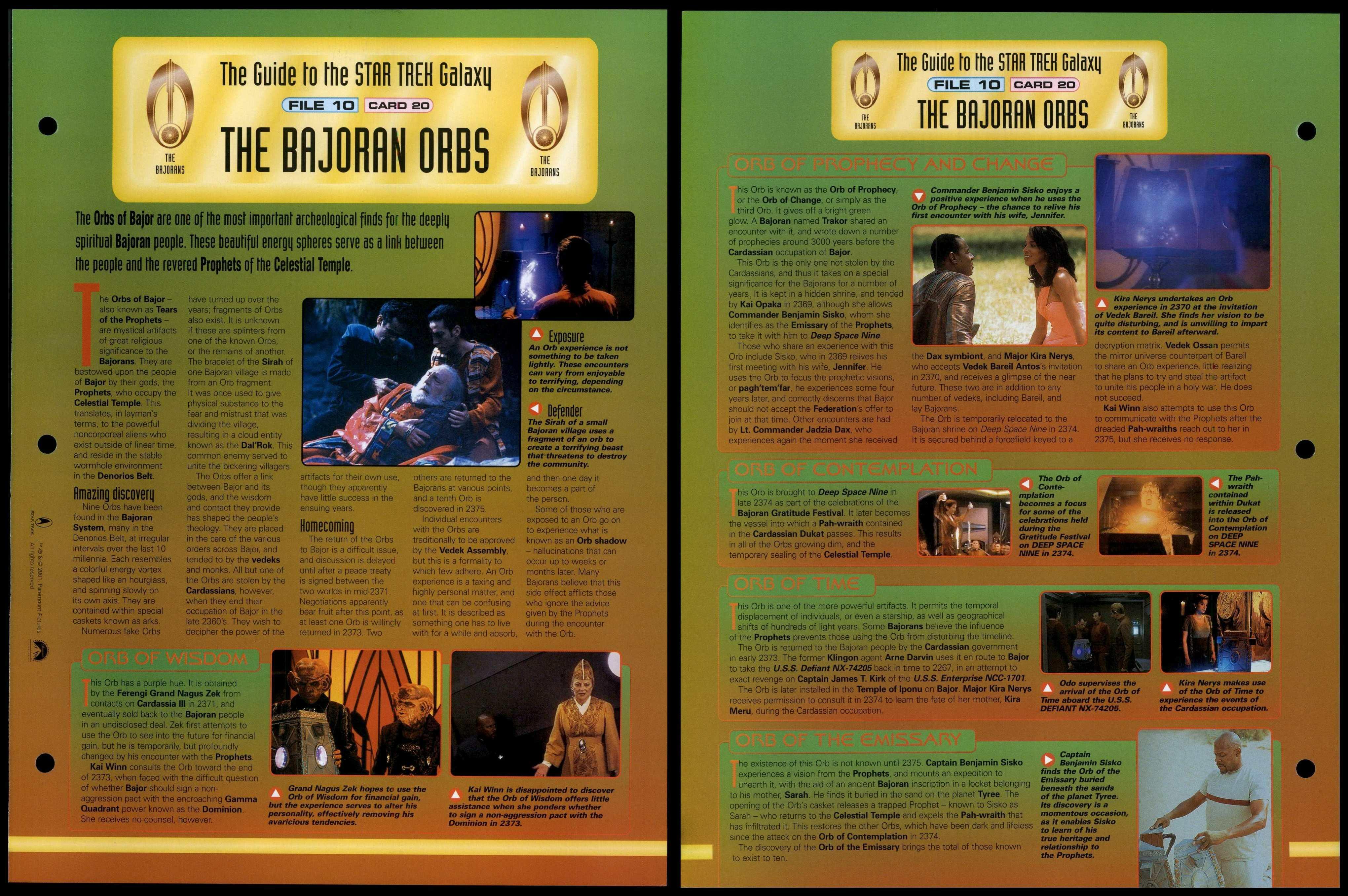 The Bajoran Orbs - The Bajorans - Star Trek Fact File Page