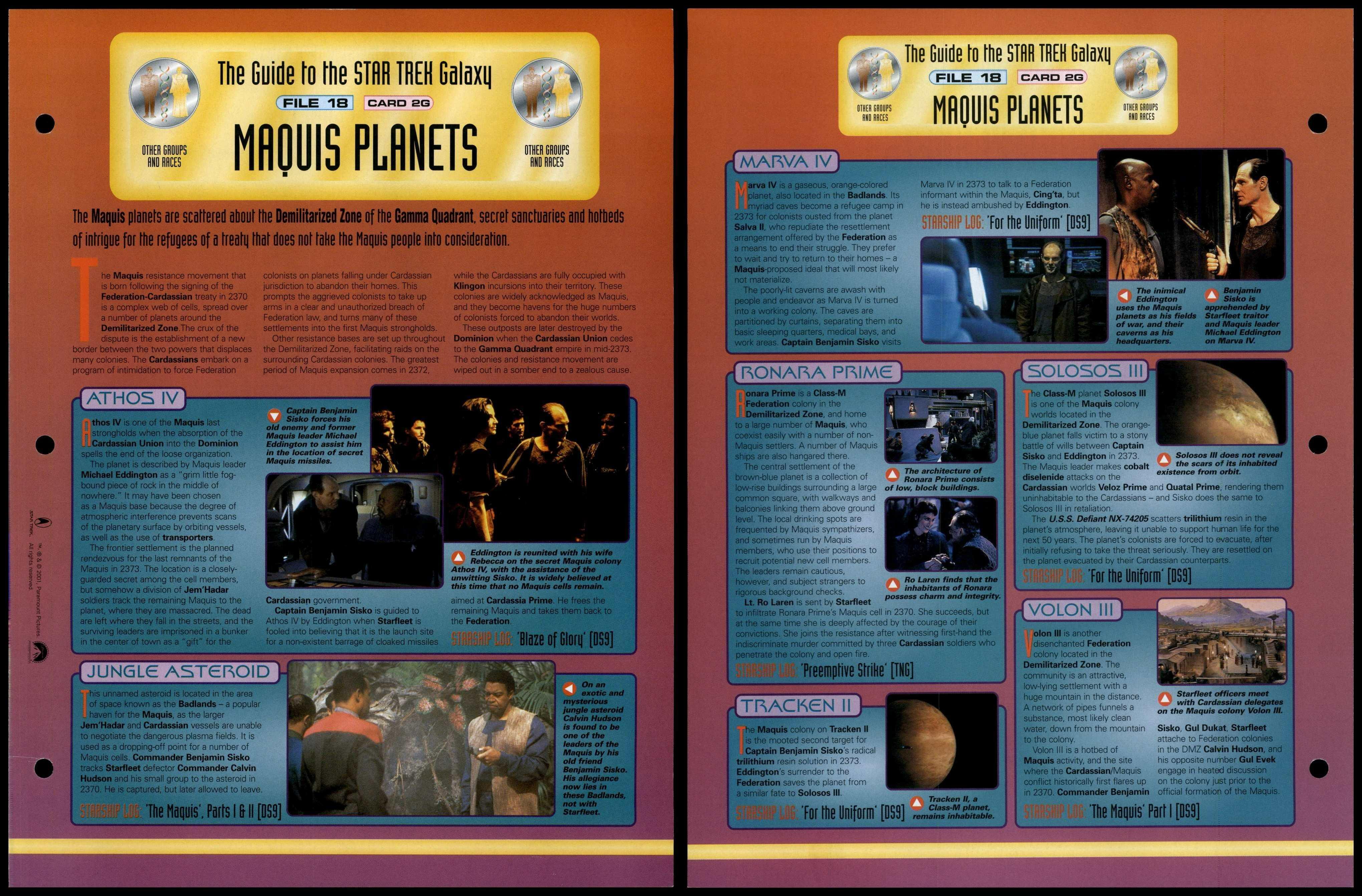 Maquis Planets - Other Groups & Races - Star Trek Fact File Page