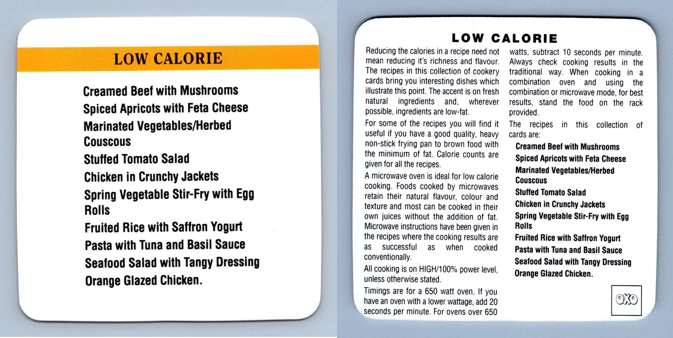 Index Card - Low Calorie - OXO Recipe Card