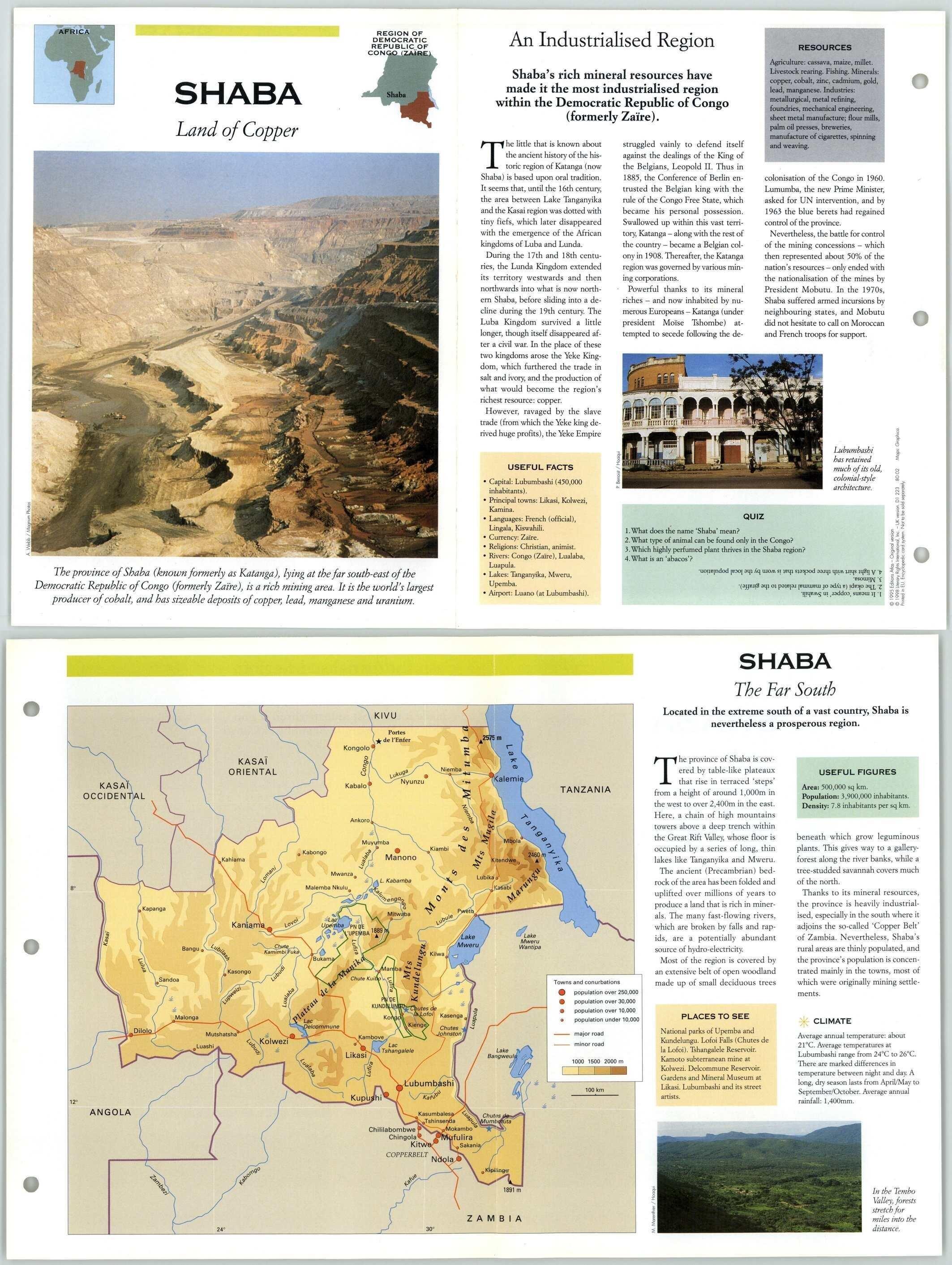 Shaba - Africa - Atlas Of The World - Fact File Fold-Out Page