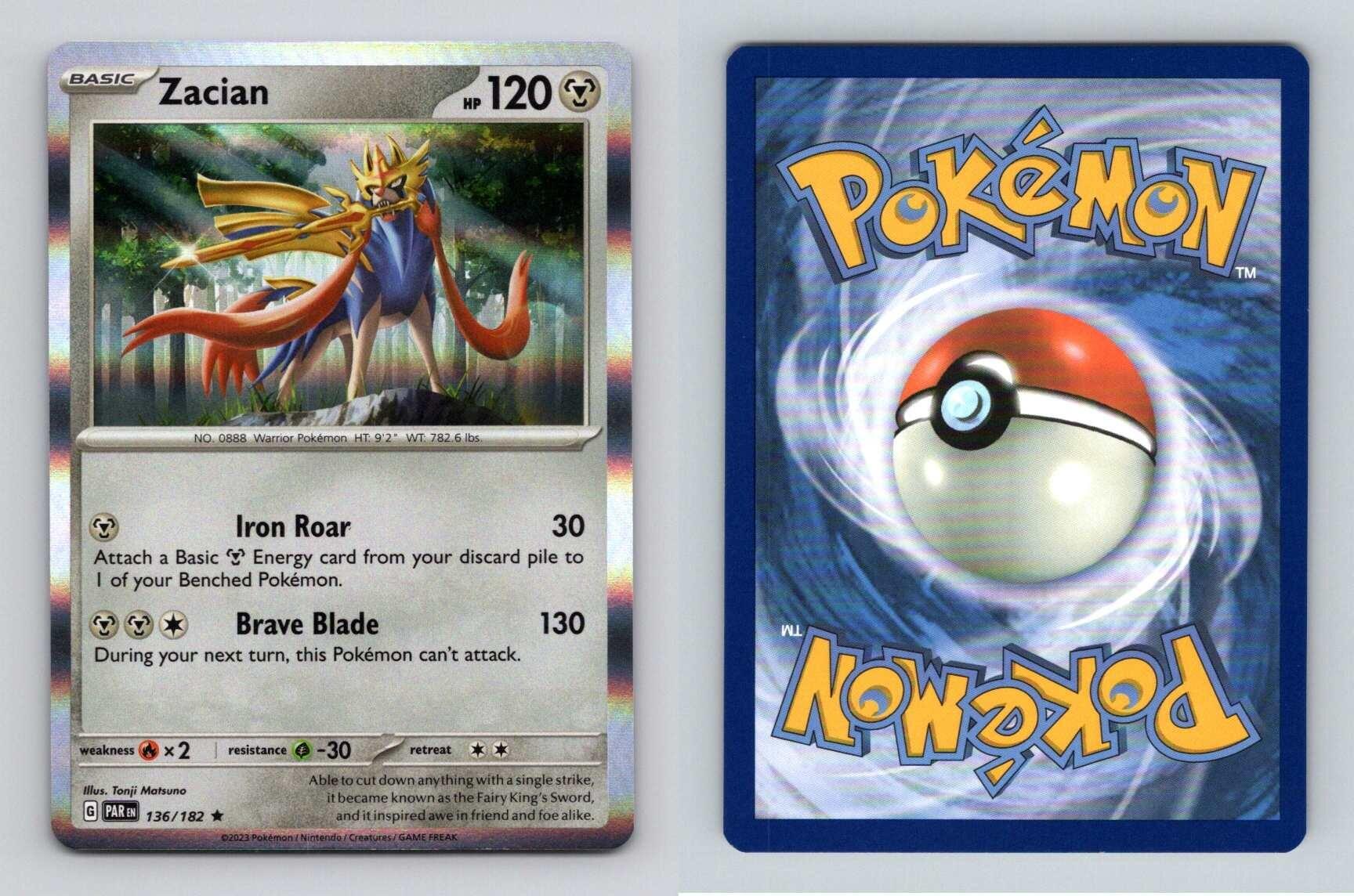 Zacian #136/182 SV Paradox Rift 2023 Rare Holo Pokemon TCG Card