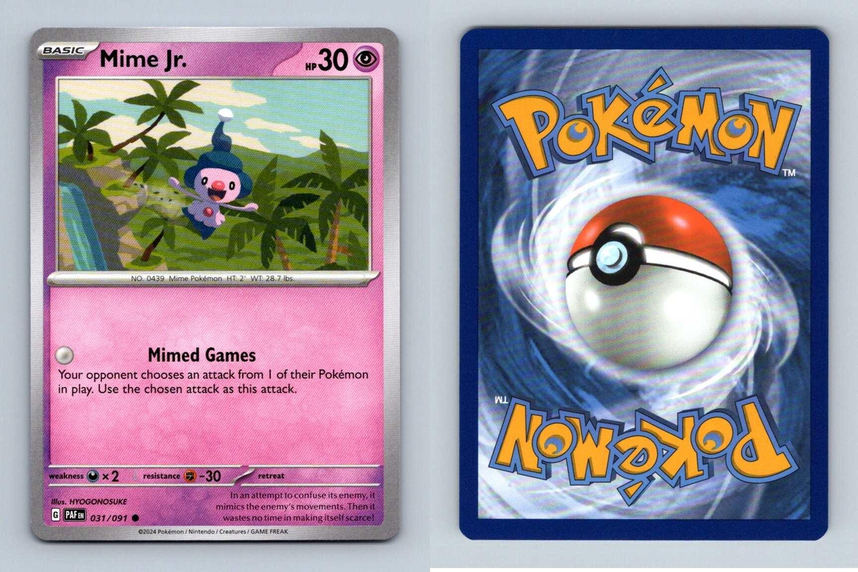 Mime Jr. #31/91 Scarlet & Violet Paldean Fates Common Pokemon 2024 TCG Card