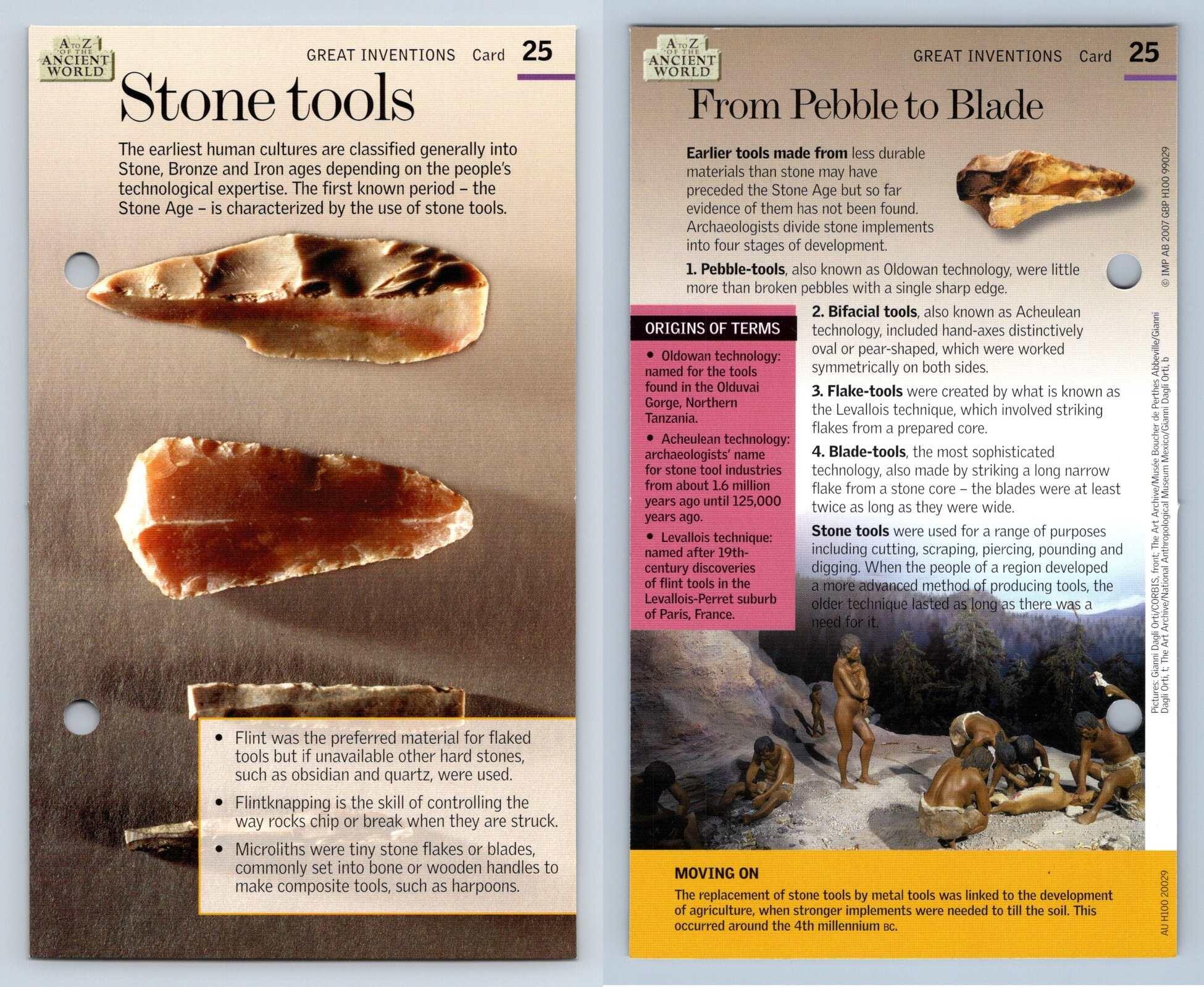 Stone Tools #25 Great Inventions 2007 A To Z Of The Ancient World Fact Card