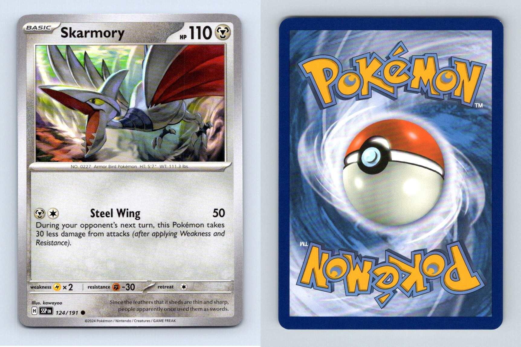 Skarmory #124/191 SV Surging Sparks 2024 Common Pokemon TCG Card