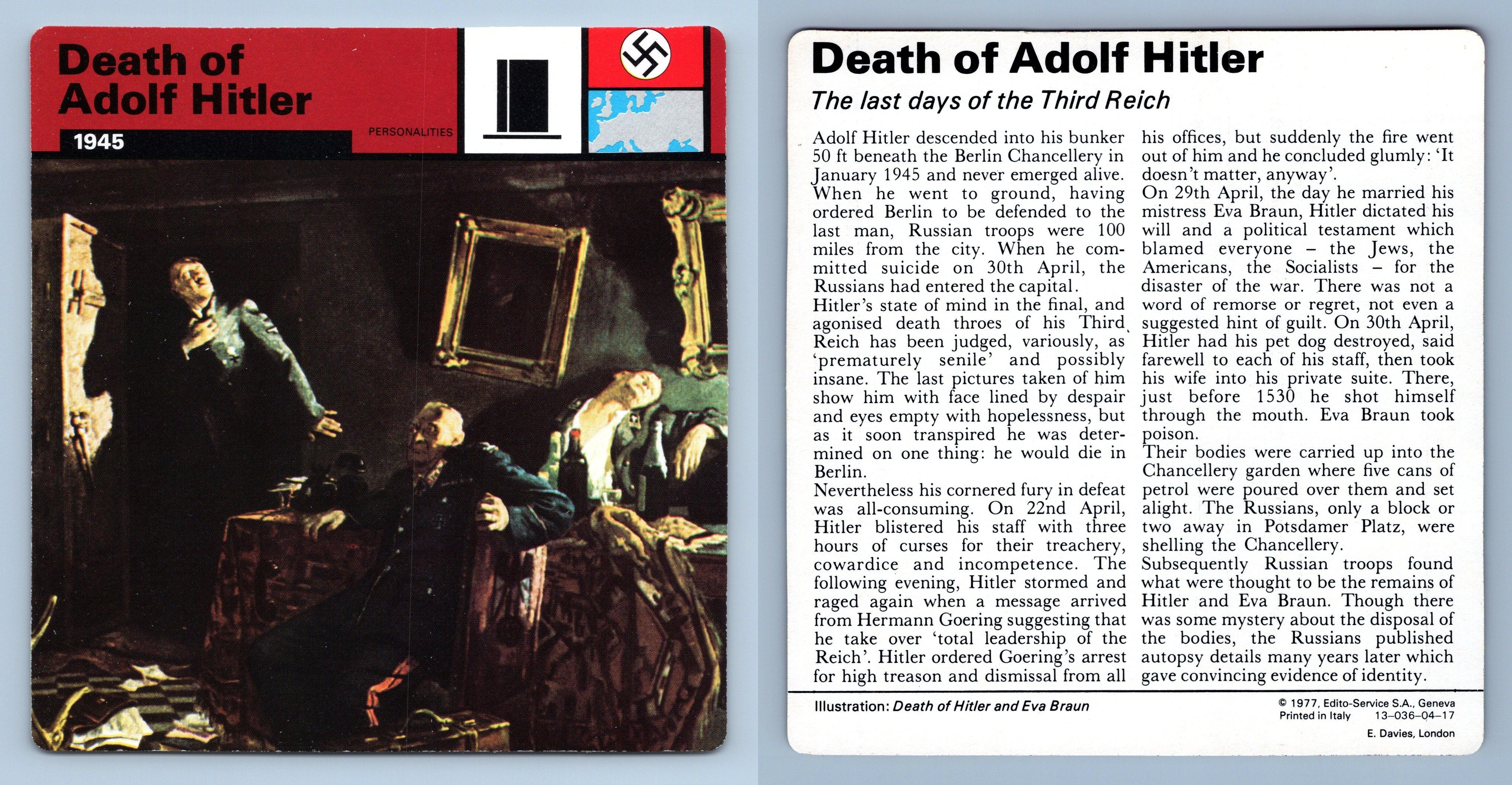 Death Of Adolf Hitler - 1945 - Personalities - WW2 Edito-Service SA ...