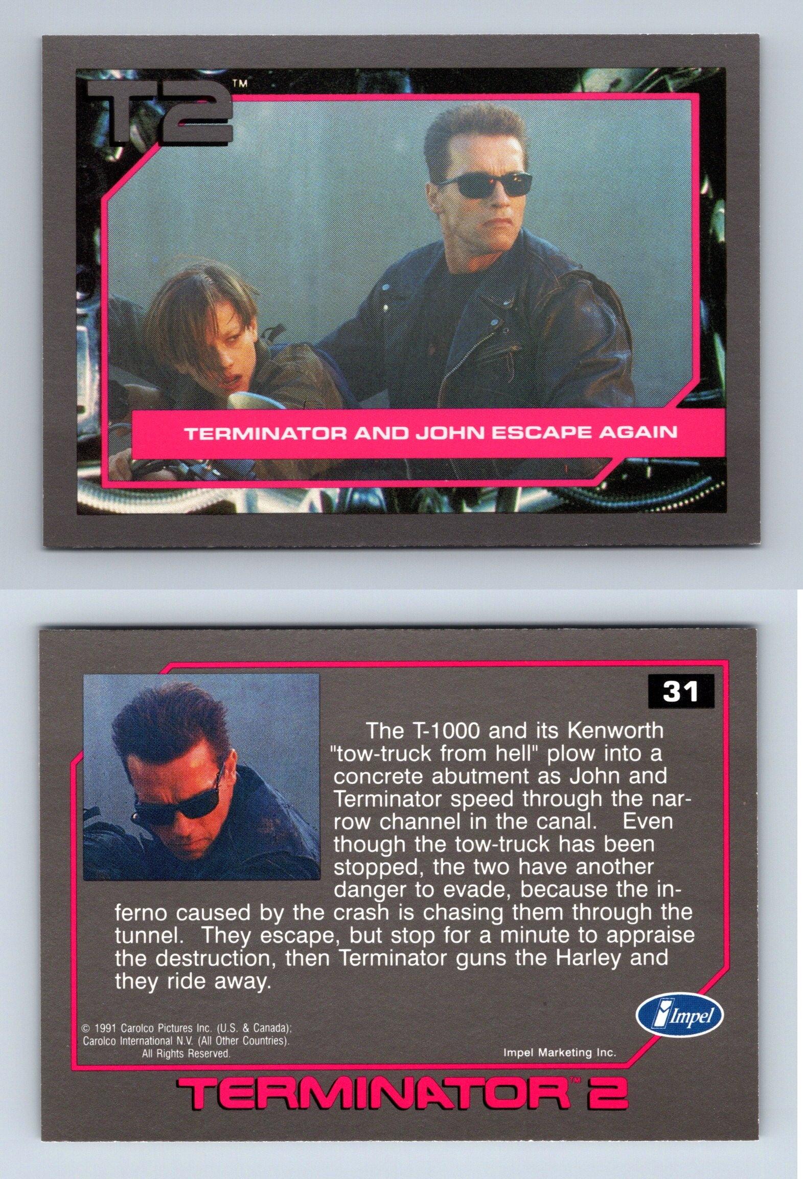Terminator & John Escape Again #31 T2 Terminator 2 Impel 1991 Trading Card