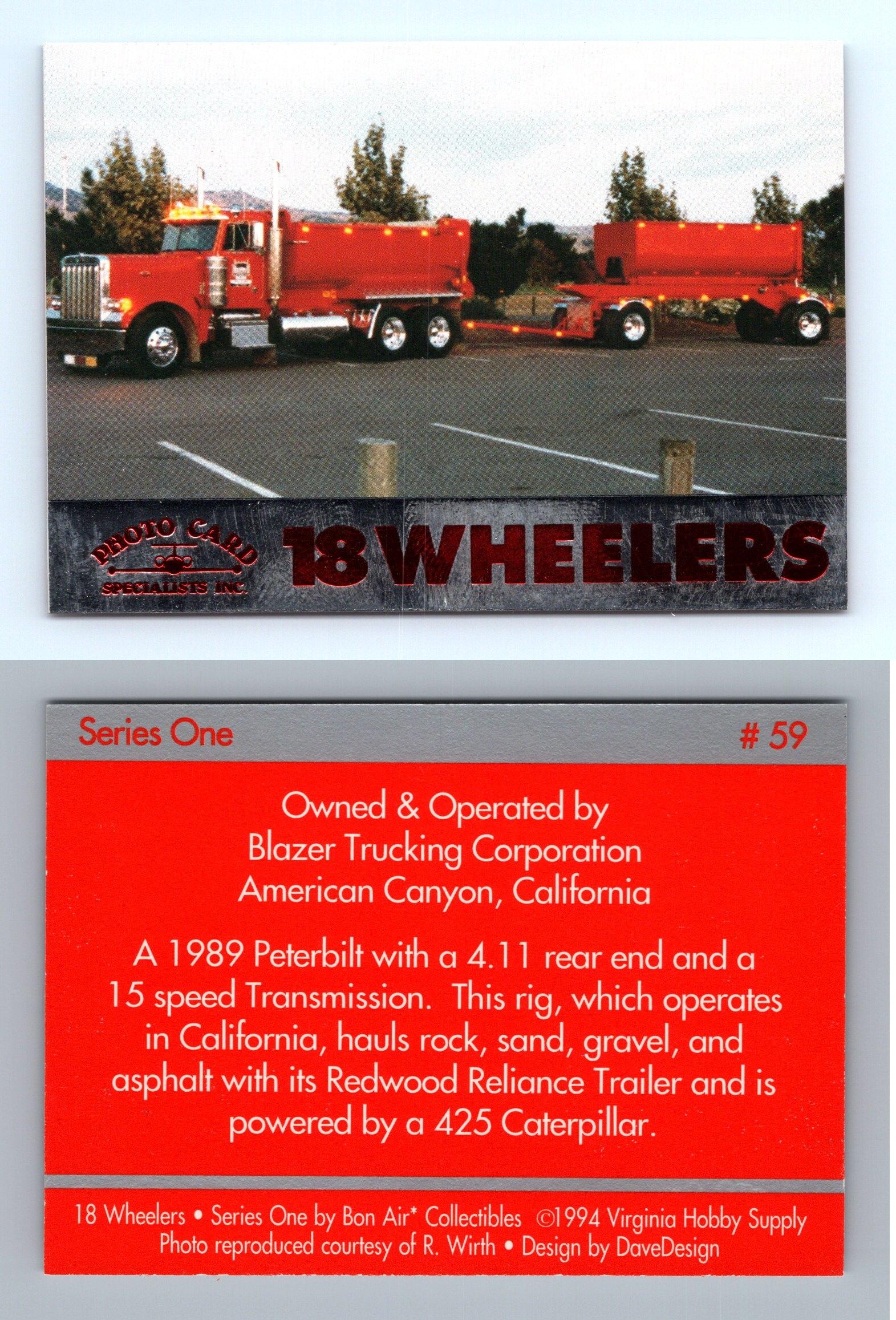 1989 Peterbilt #59 - 18 Wheelers Series 1 Bon Air 1994 Trading Card
