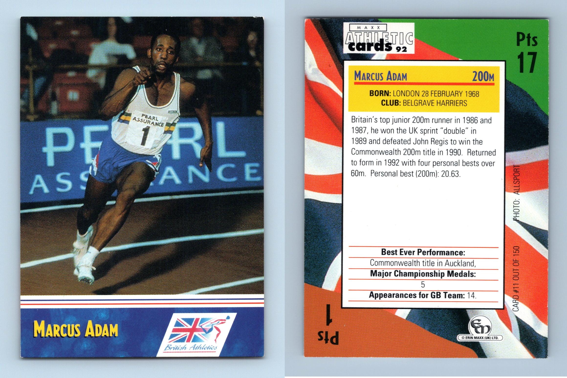 Marcus Adam #11 Of 150 Maxx Athletic 1992 Trading Card