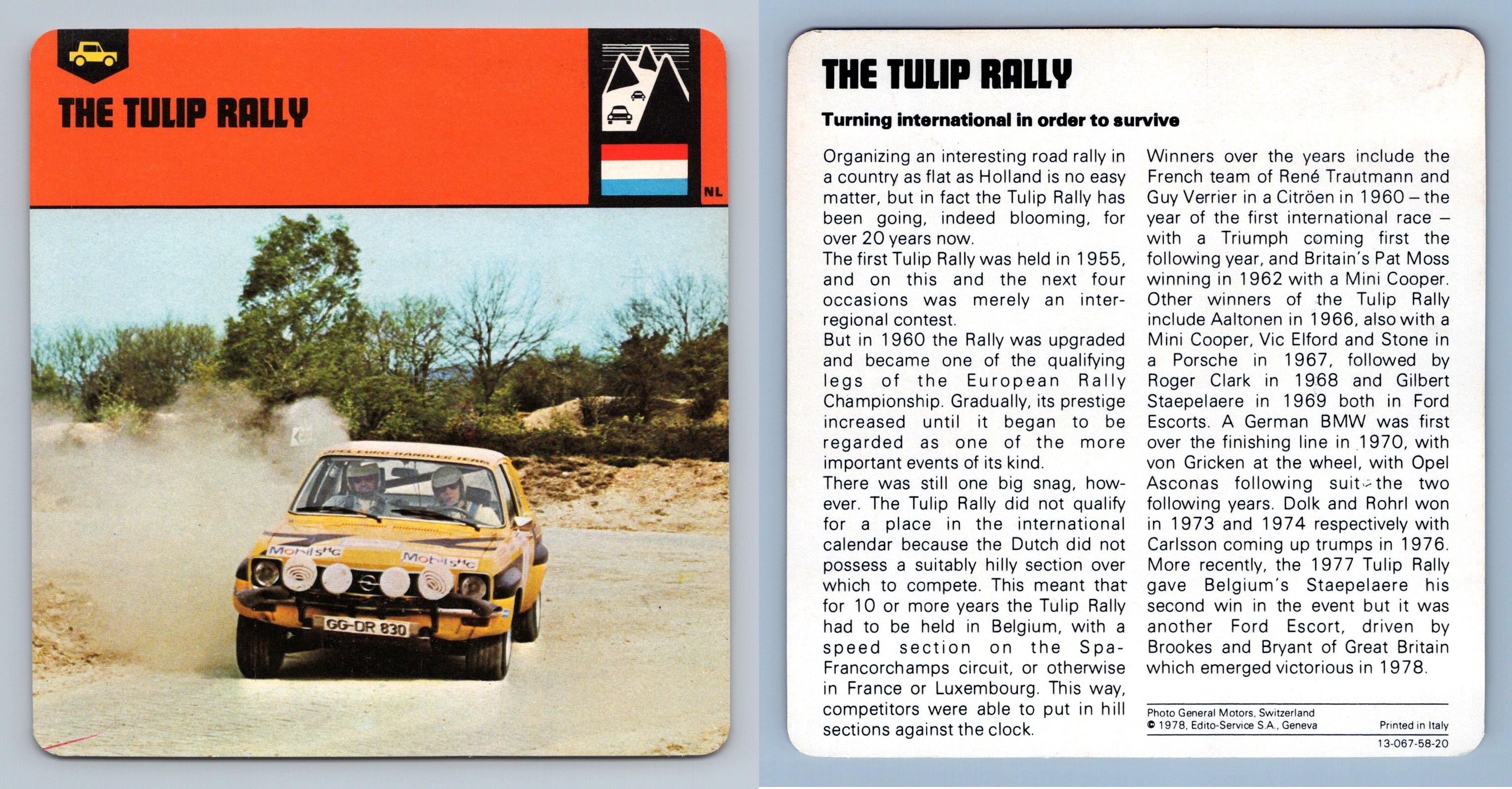 The Tulip Rally - Rallies - Edito Service #58-20 Auto Rally Card