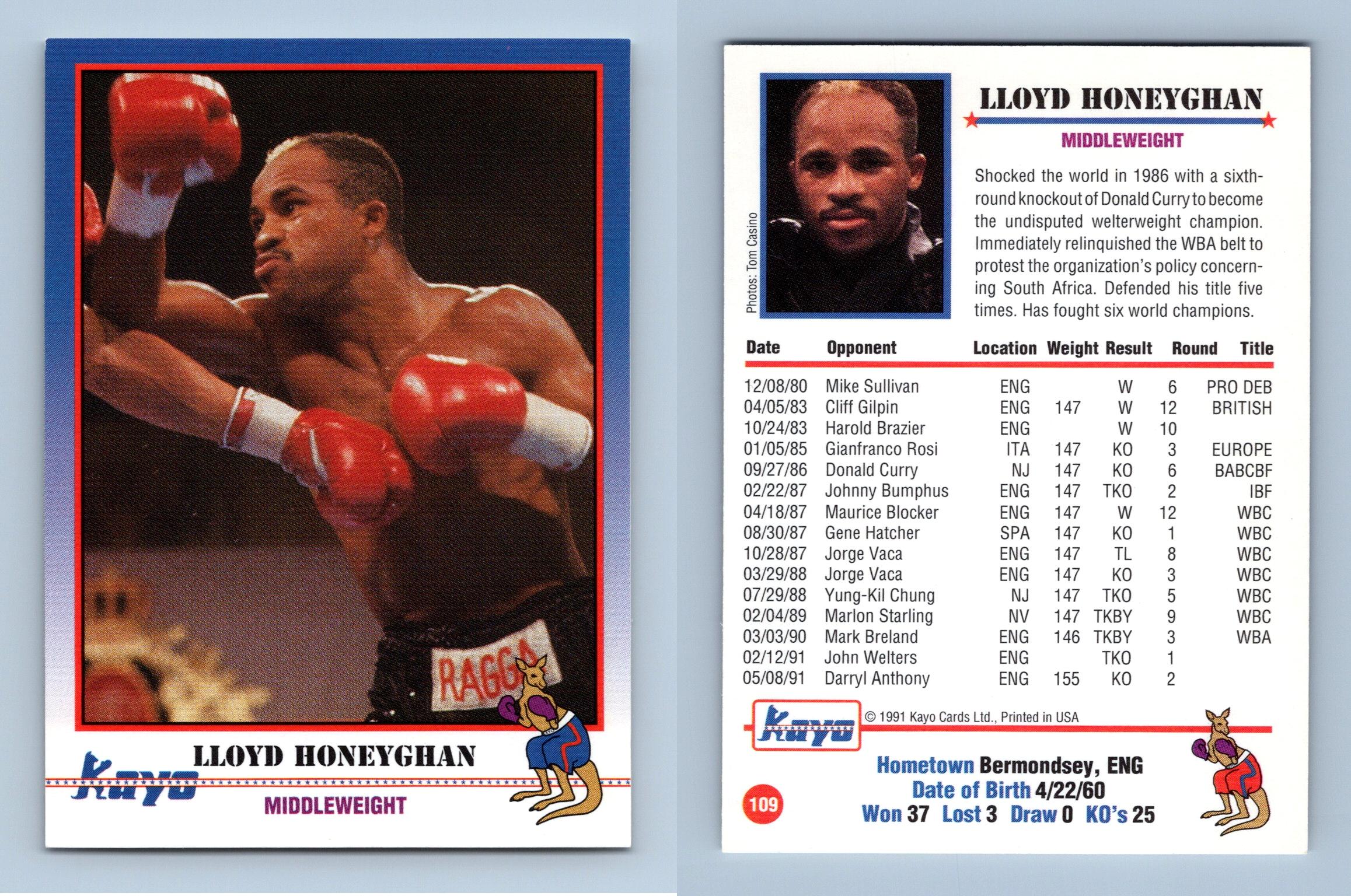 Lloyd Honeyghan #109 Kayo Boxing 1991 Trading Card