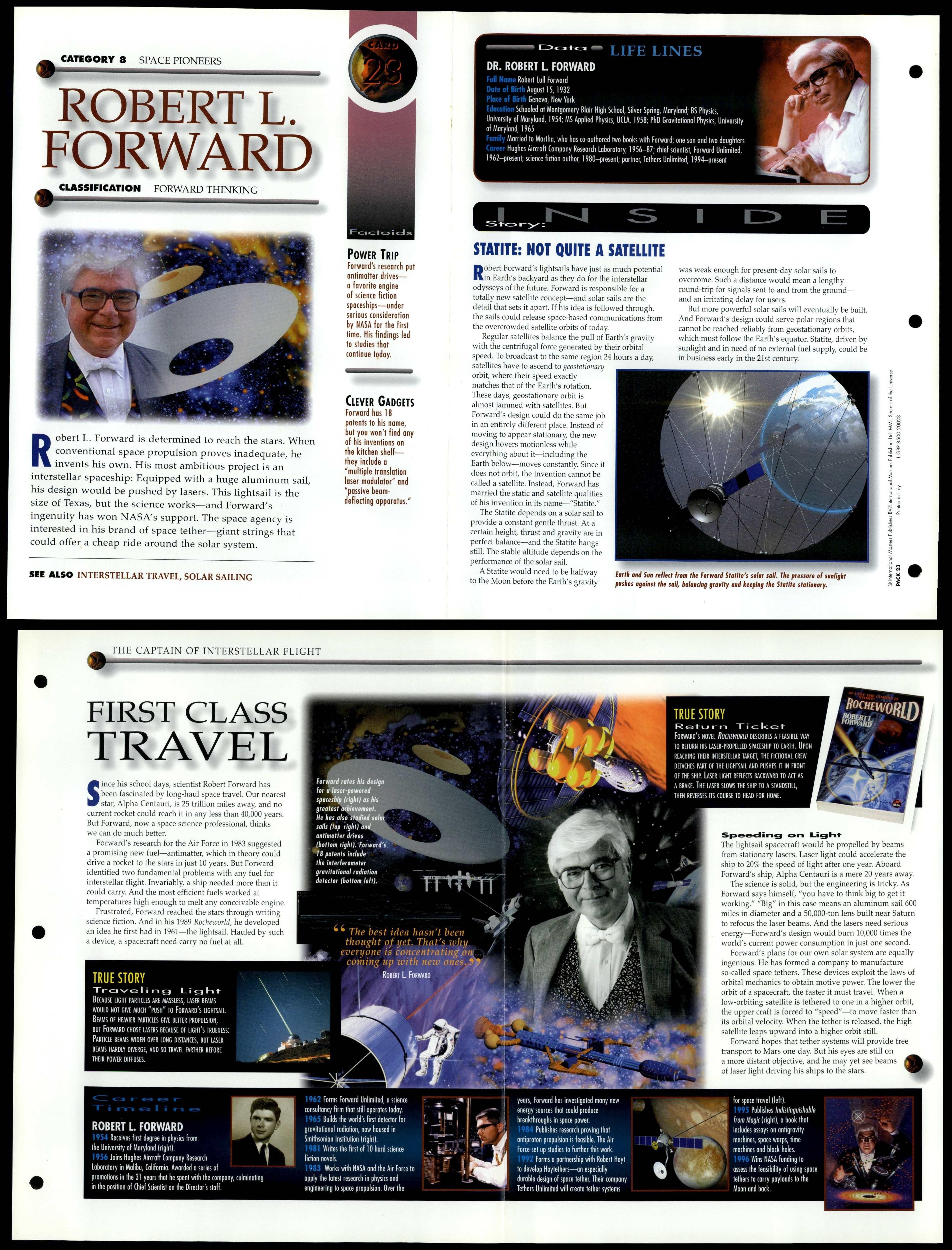 Robert L. Forward #23 Pioneers Secrets Of The Universe Fact File Fold ...